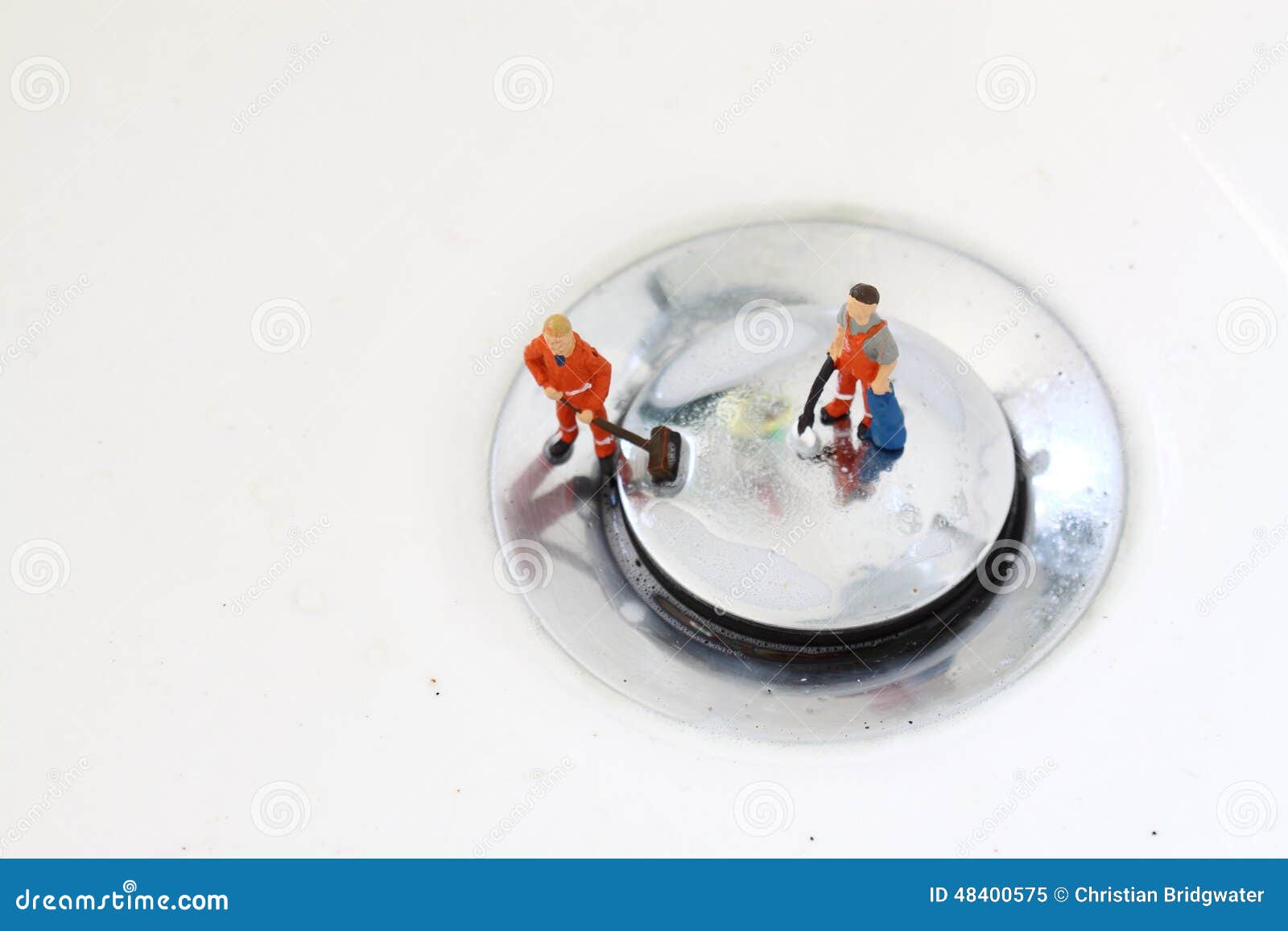 Cleaners Cleaning Plug Hole a Stock Image - Image of small, chrome ...