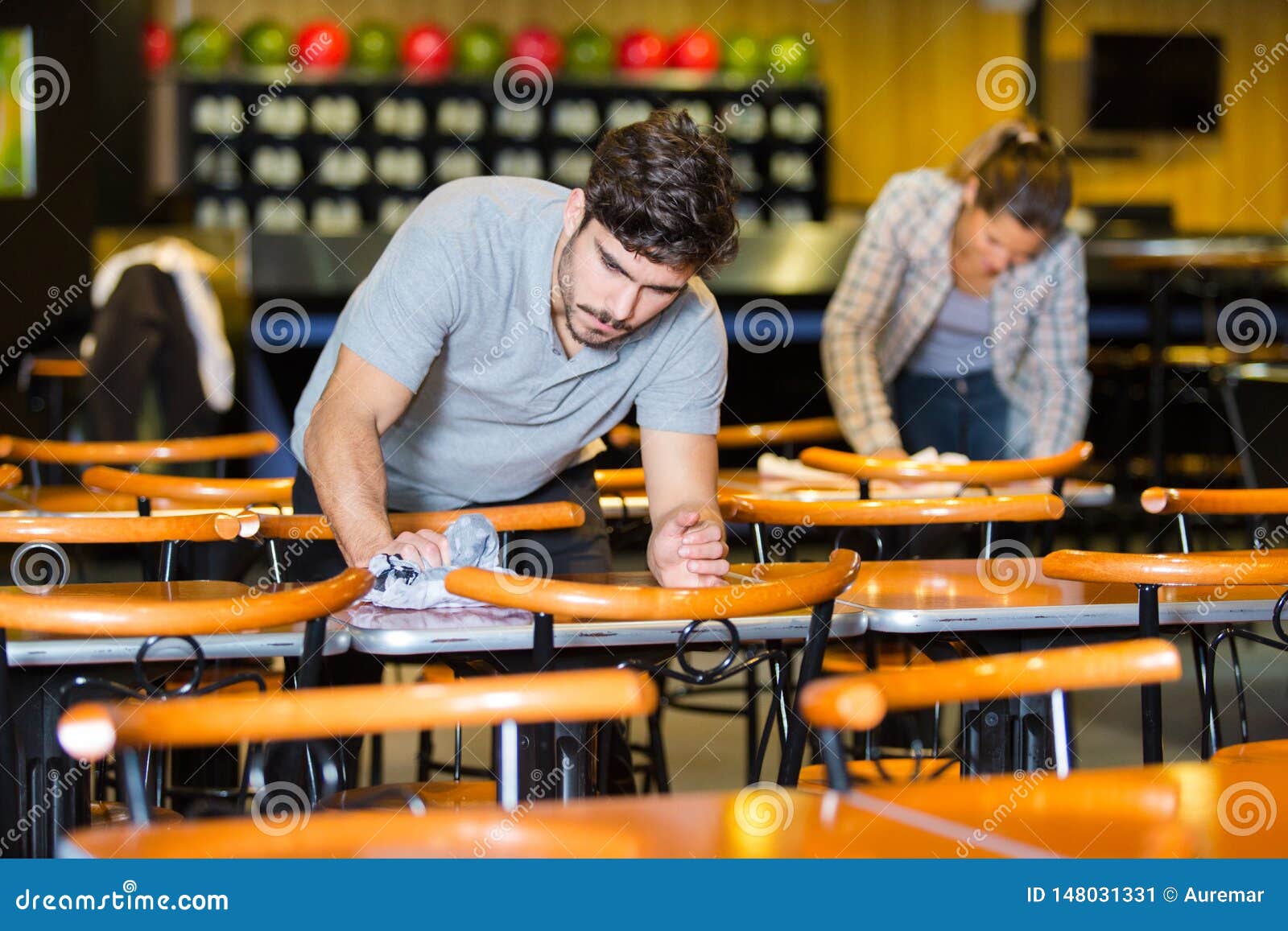 Cleaners Preparing Social Venue Stock Image - Image of look, area ...