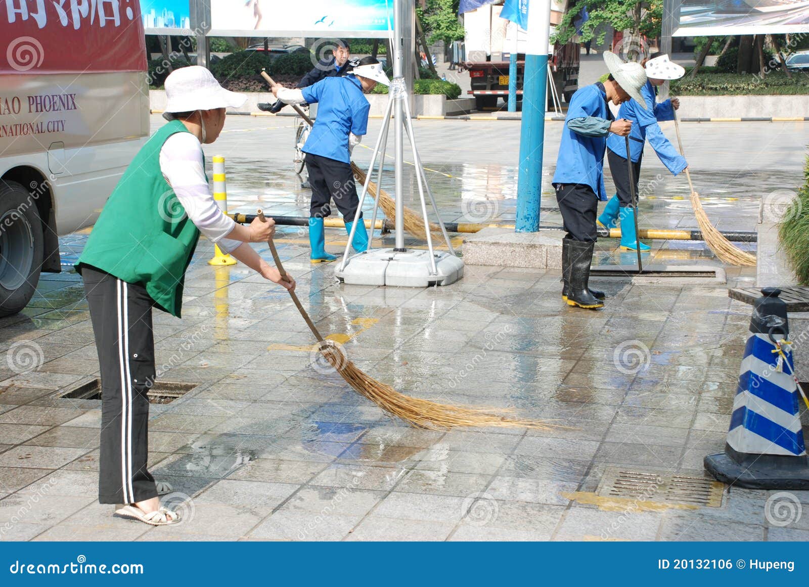 Cleaners are Sweeping Street Editorial Photo - Image of asian, garment ...