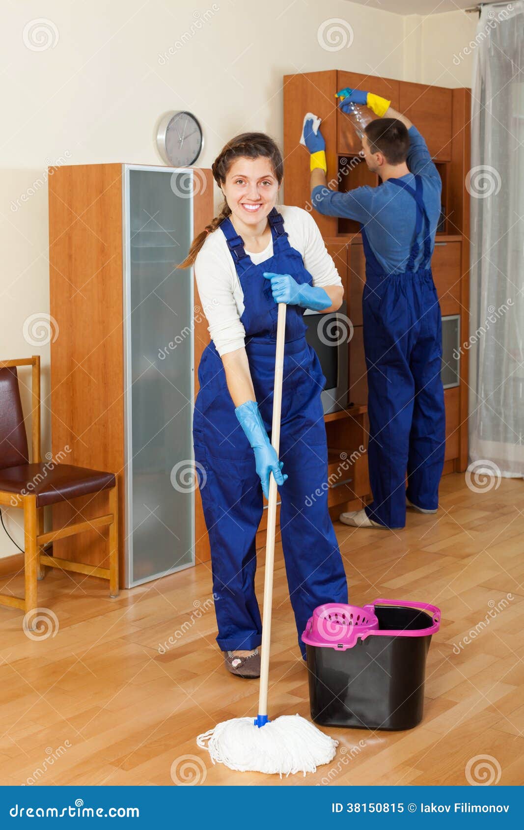Cleaners Team Cleaning in Room Stock Image - Image of office, cleaner ...