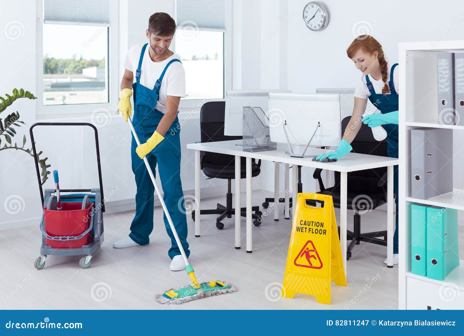 Cleaners Working in Uniforms Stock Image - Image of foreign, temporary ...