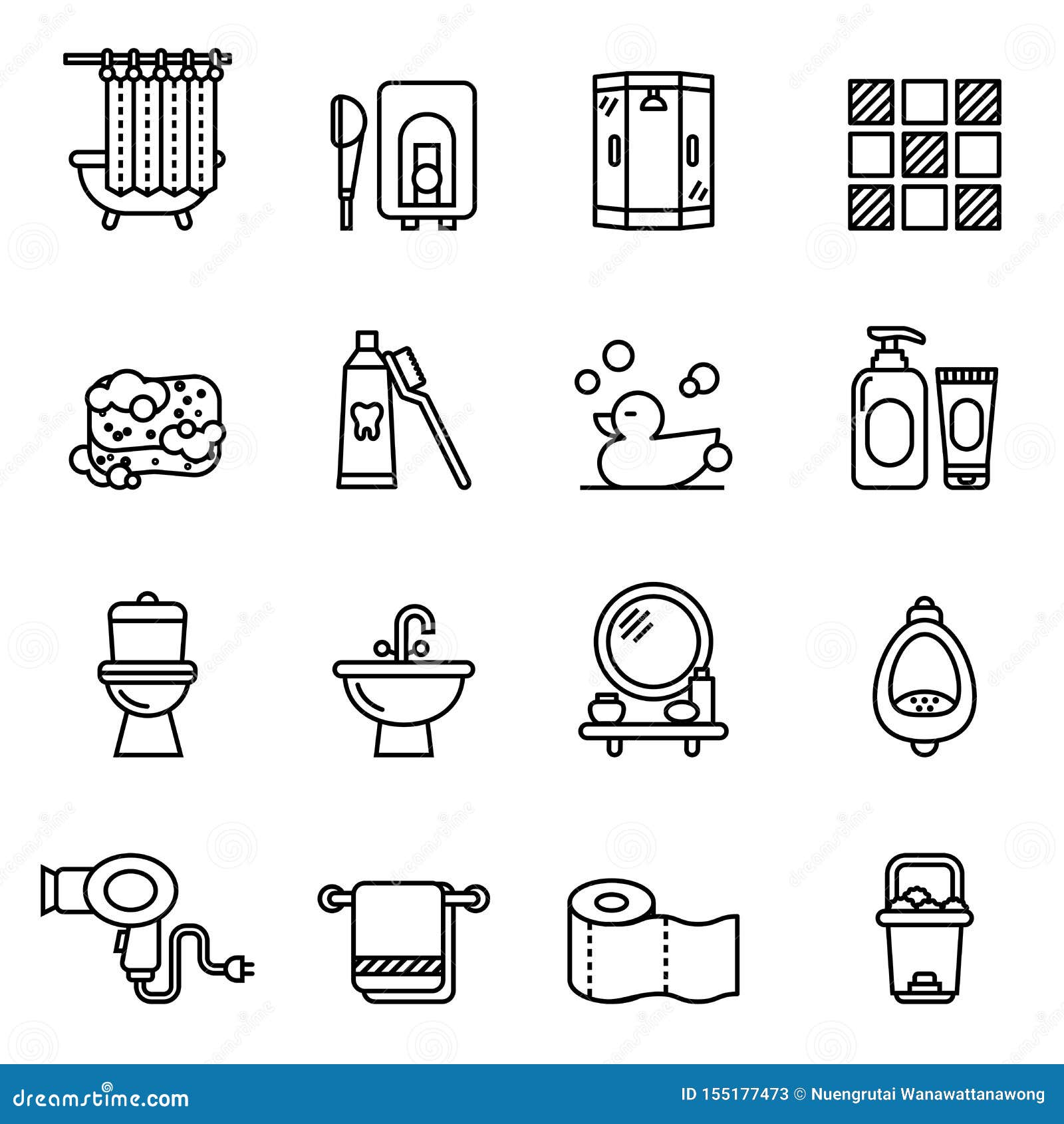 Restroom; Bathroom; Icons Set on White Background. Stock Vector ...