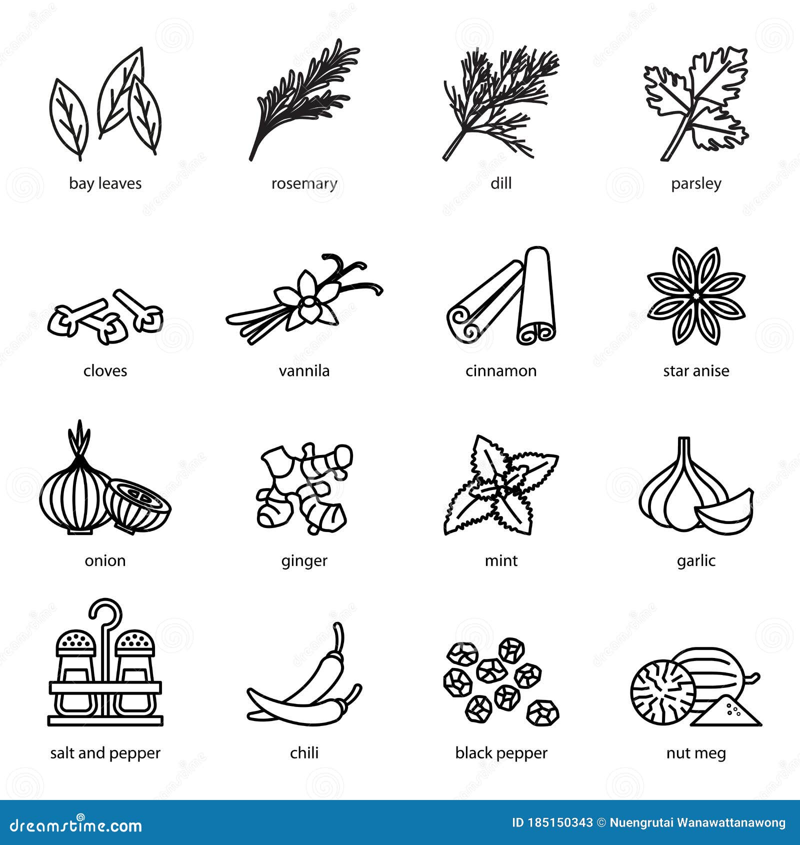 Herbs Icon Vector Set. Herbarium Illustration Sign Collection. Herb ...