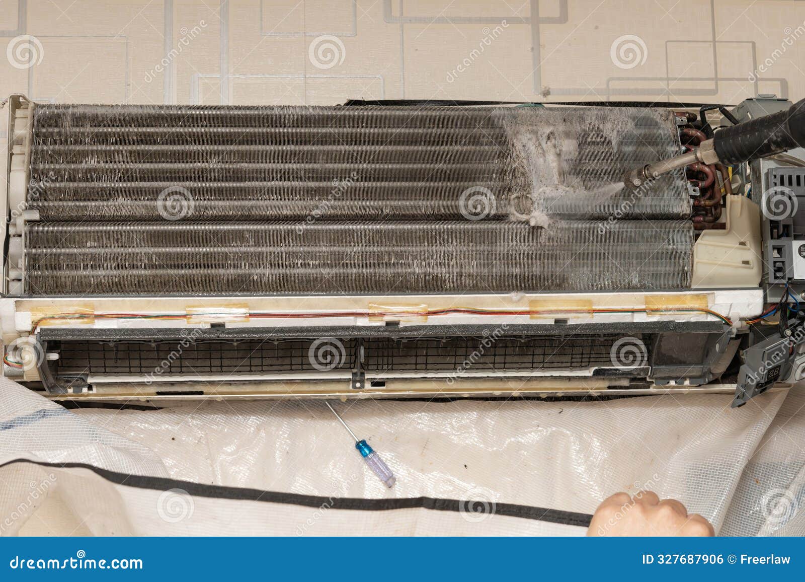 Cleaning Air Conditioner with Chemical Liquid Stock Photo - Image of ...