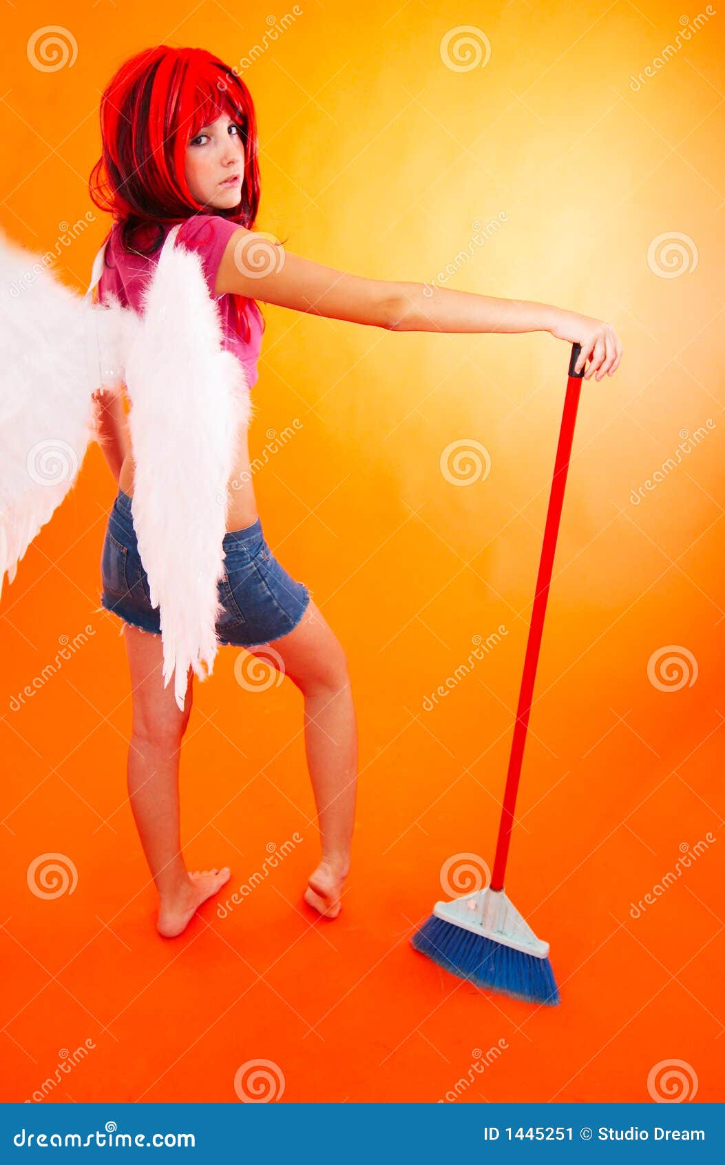Cleaning Angel Spreads Her Wings. Stock Image - Image of saint, servant ...