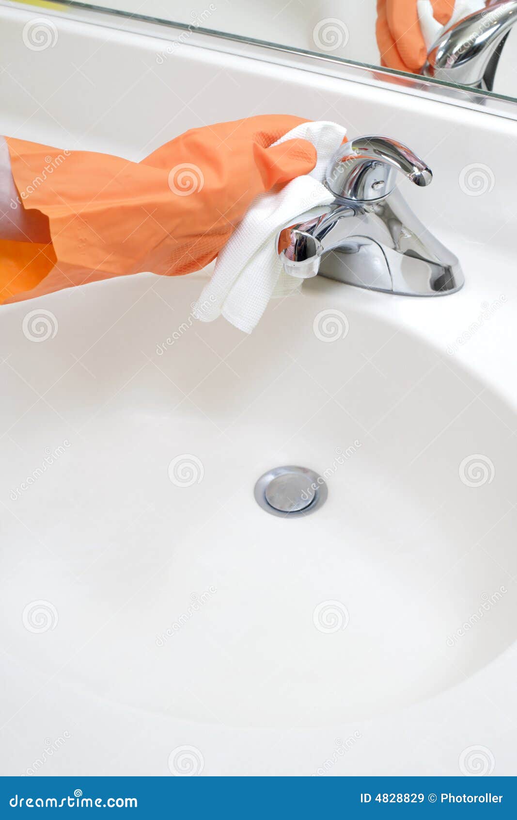 Cleaning Bathroom Sink stock image. Image of female, gloves - 4828829
