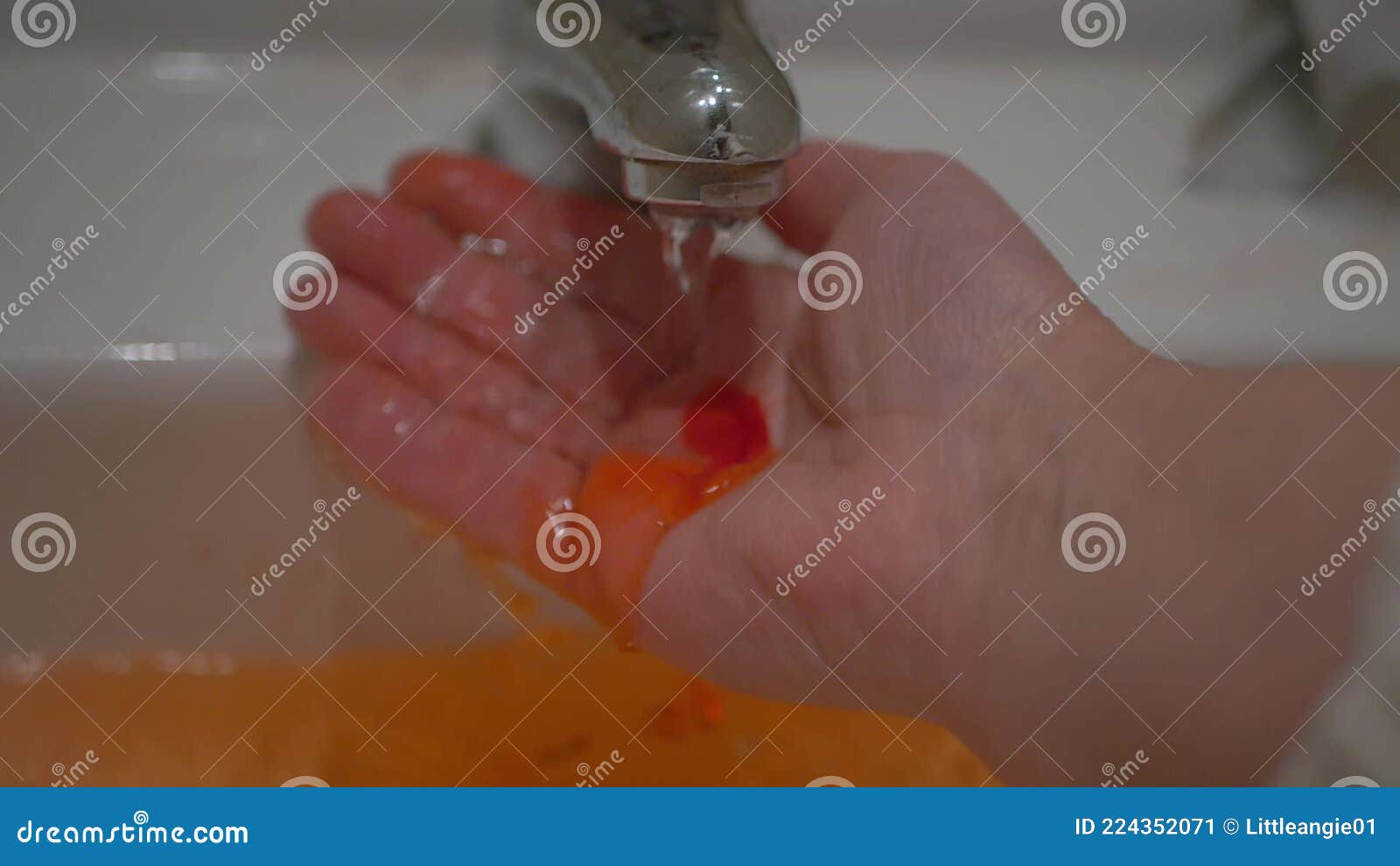 Cleaning Bleeding Hand after Accident in Sink Stock Video - Video of ...