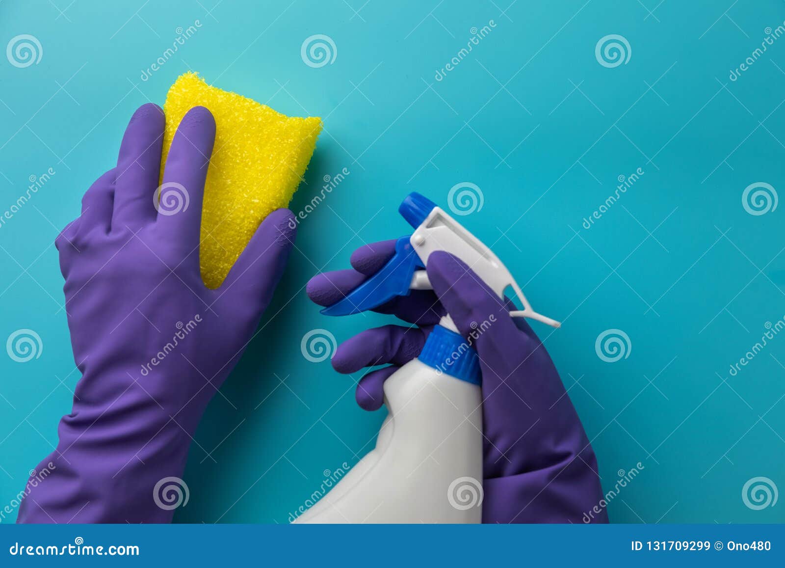Cleaning on Blue Background. Cleaning or Housekeeping Concept ...