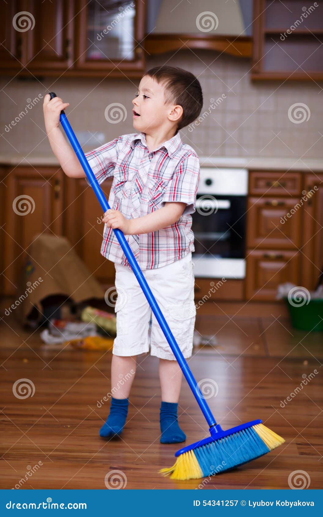 Cleaning. Boy Doing Housework Stock Image - Image of domestic ...