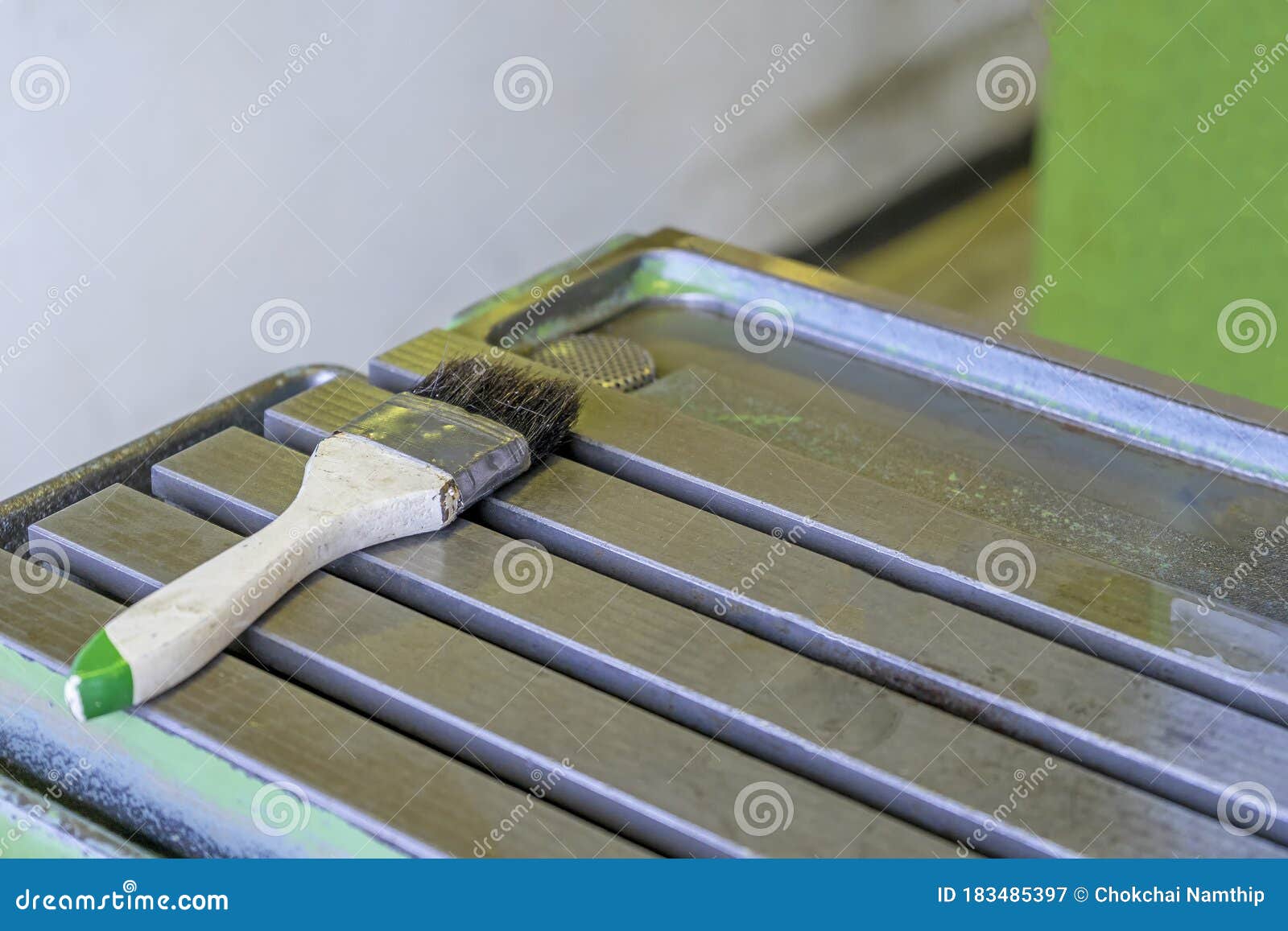 Cleaning Brush on Cnc Machine Table Workshop Stock Image - Image of ...