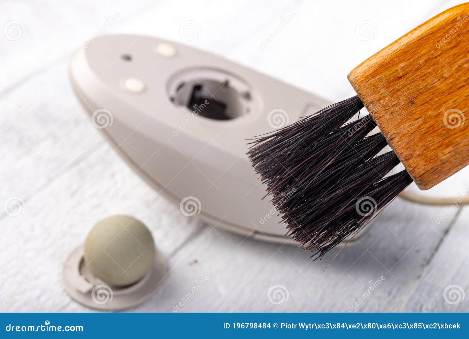 Cleaning with a Brush of an Old Mouse. Office Accessories for Work ...