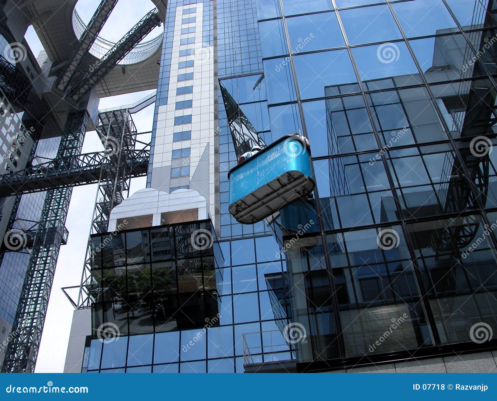 Cleaning the building stock photo. Image of blue, japan, osaka - 7718