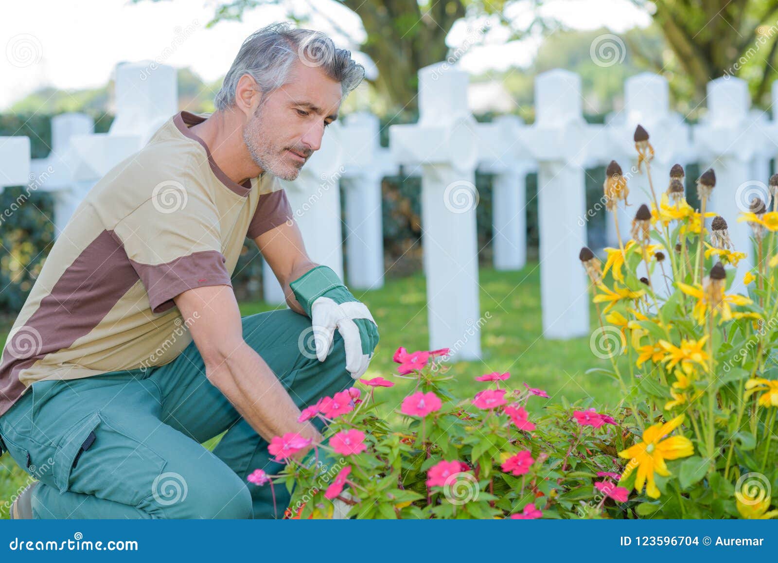 Cleaning the burial ground stock photo. Image of maintenance - 123596704