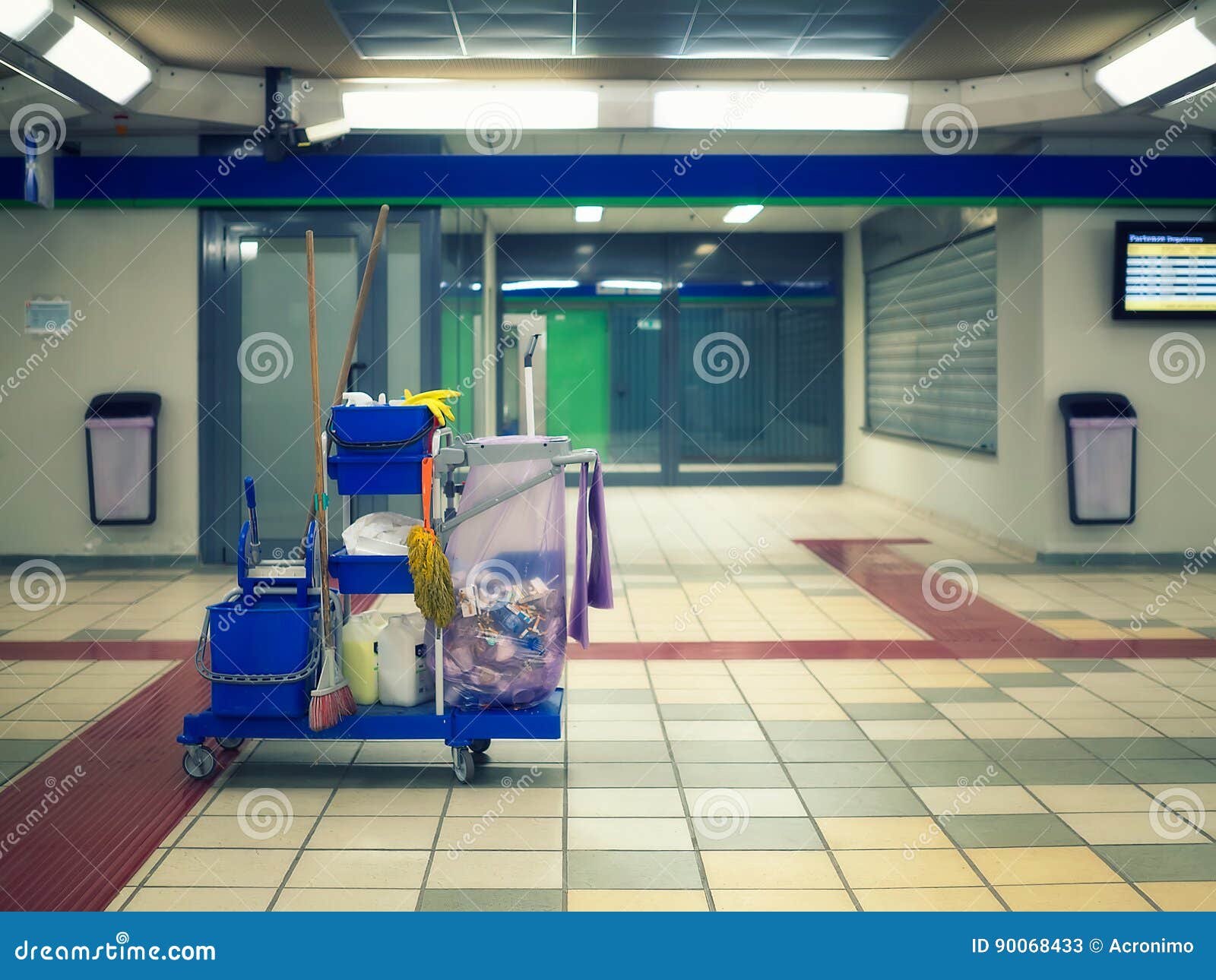 Cleaning cart stock image. Image of public, background - 90068433