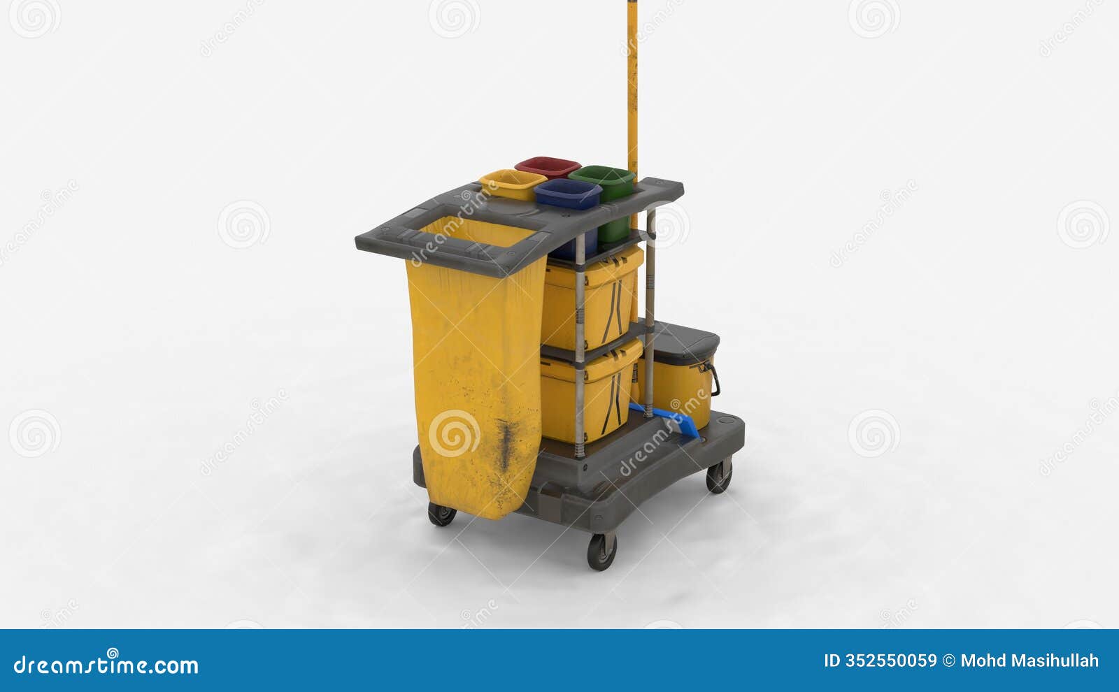 Cleaning Cart on White Background Stock Image - Image of careful, tools ...