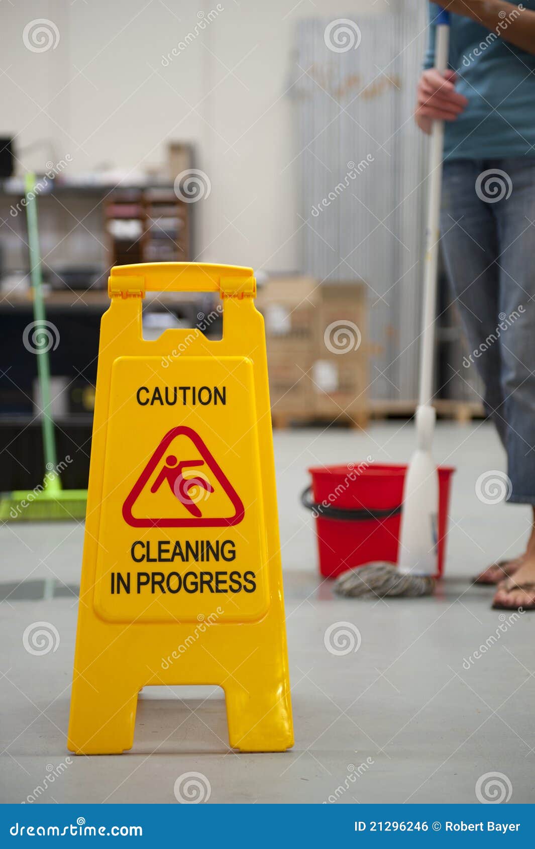 Cleaning Caution Wet Floor stock photo. Image of industrial - 21296246