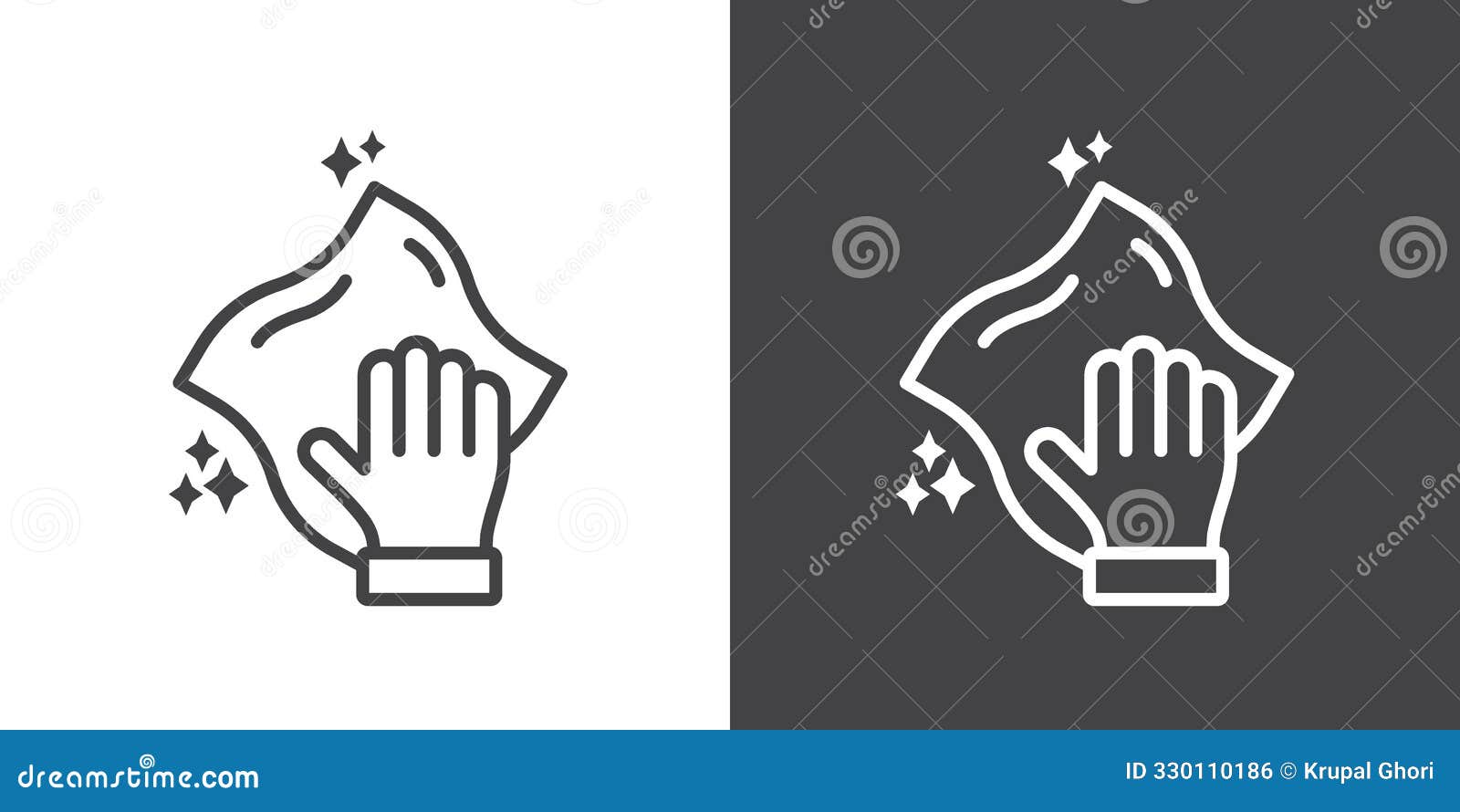 Cleaning Cloth Icon Flat Vector Set Outline Stock Vector - Illustration ...