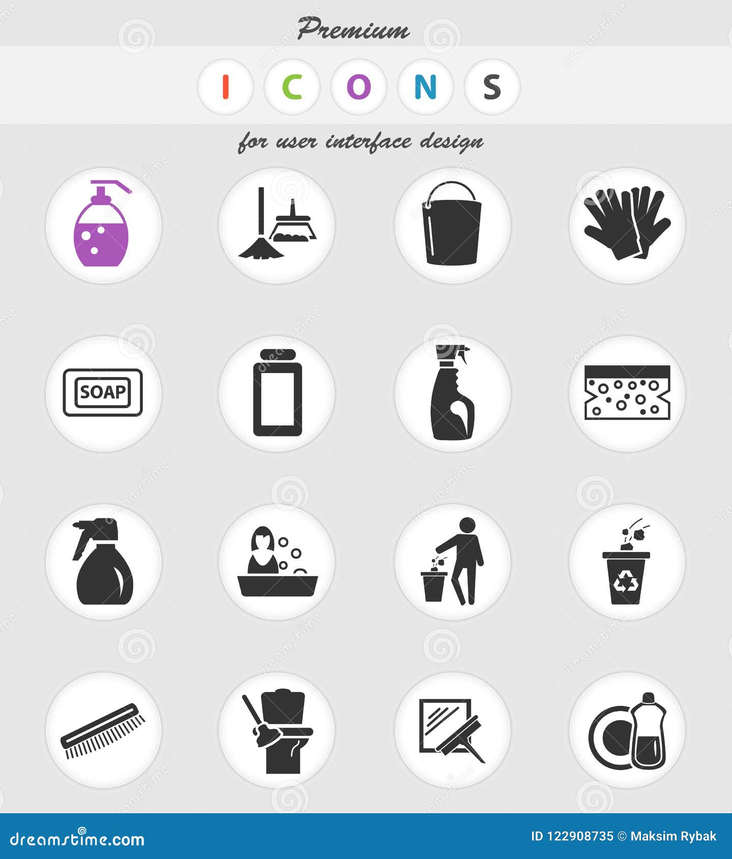 Cleaning company icon set stock vector. Illustration of sponge - 122908735