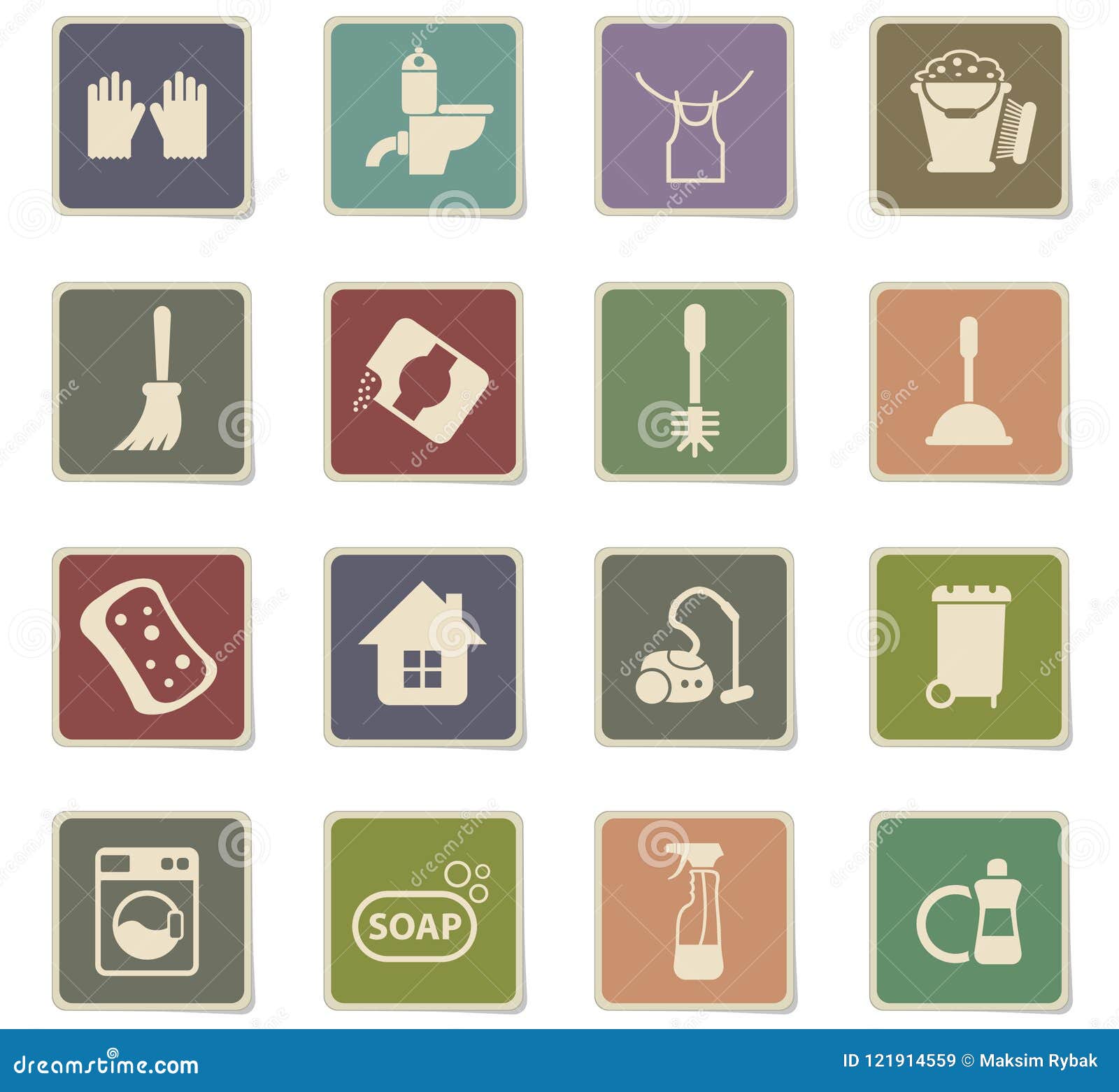 Cleaning company icon set stock vector. Illustration of trash - 121914559