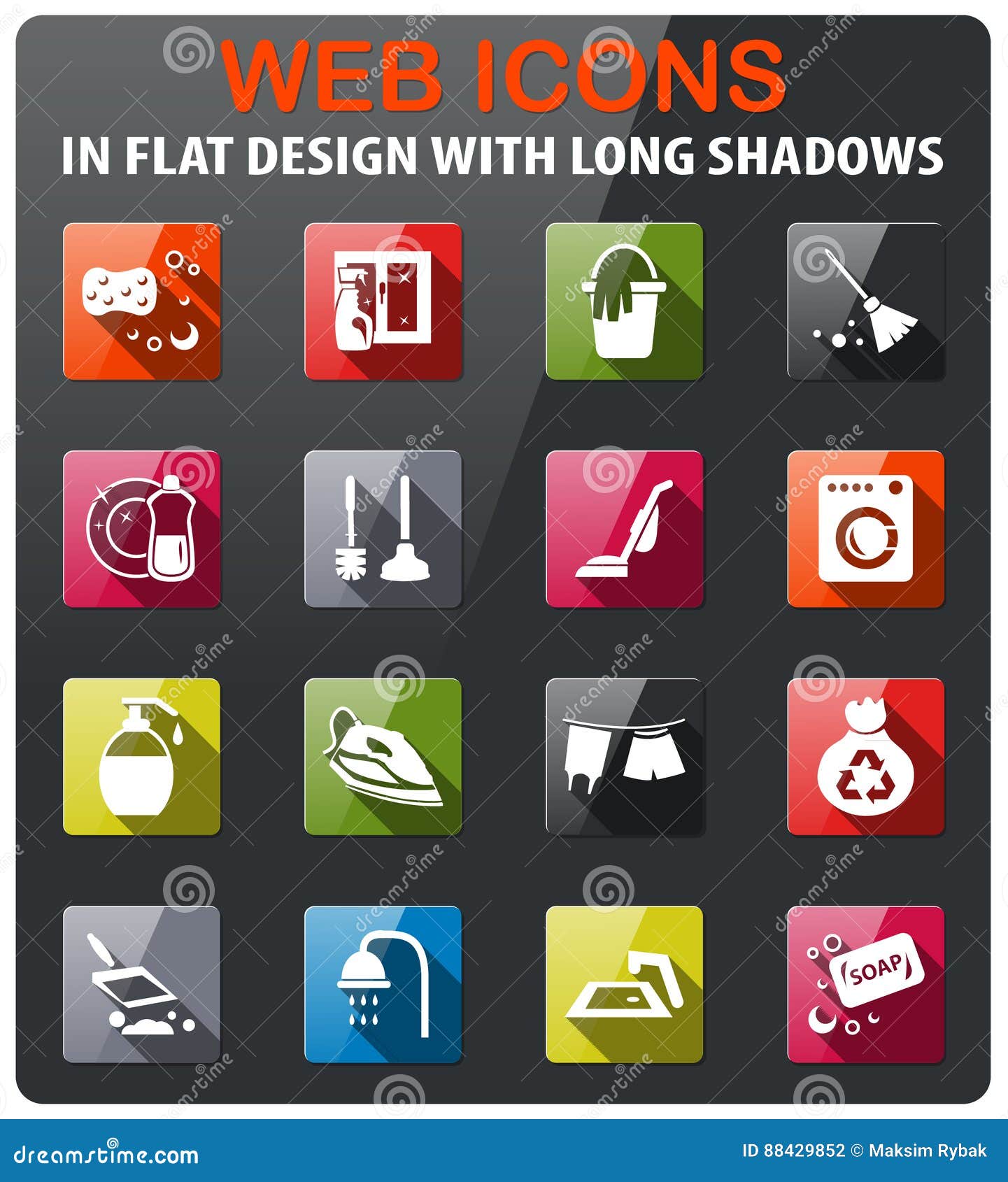 Cleaning company icon set stock illustration. Illustration of soap ...