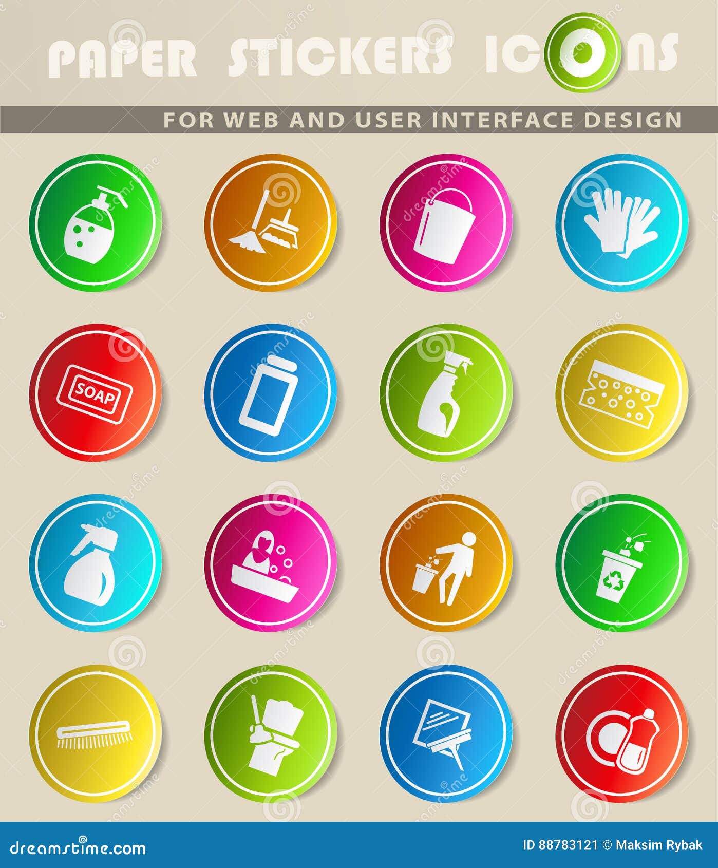 Cleaning company icon set stock illustration. Illustration of bucket ...