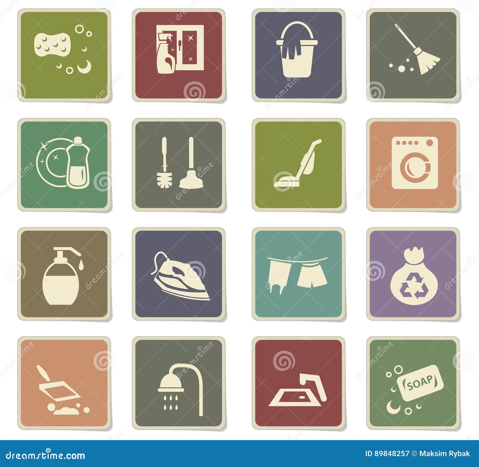 Cleaning company icon set stock illustration. Illustration of iron ...