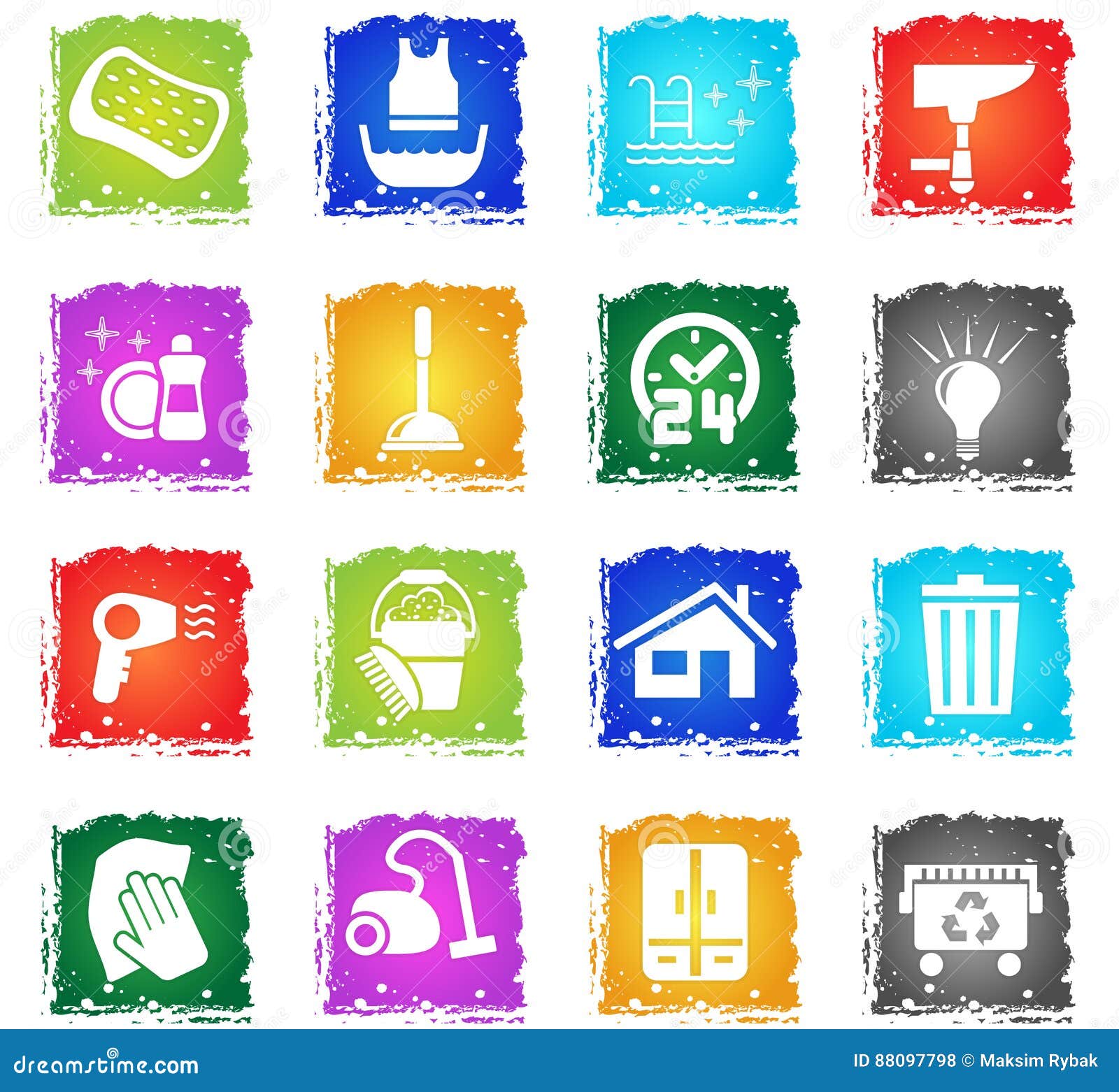 Cleaning company icon set stock illustration. Illustration of cleaner ...