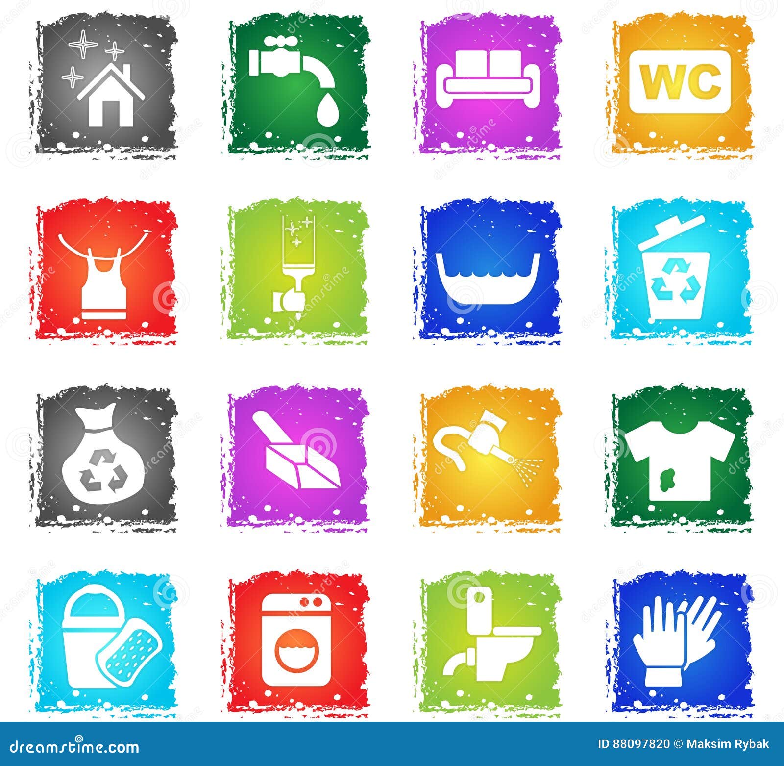 Cleaning company icon set stock illustration. Illustration of cleaner ...