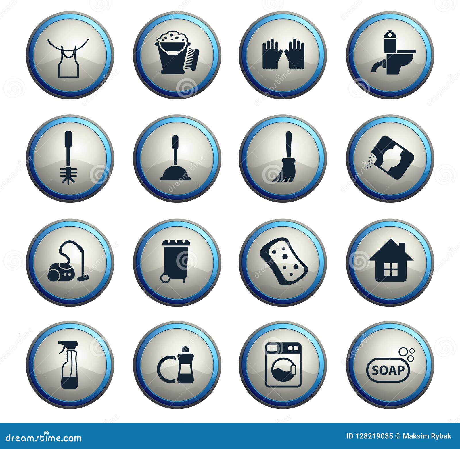 Cleaning company icon set stock vector. Illustration of house - 128219035