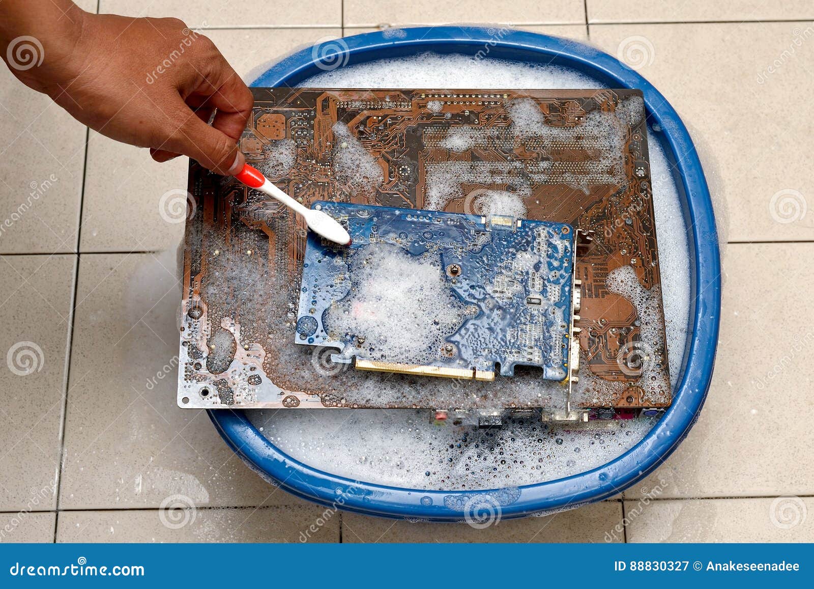 Cleaning Computer Mainboard Stock Image - Image of technology, bubble ...