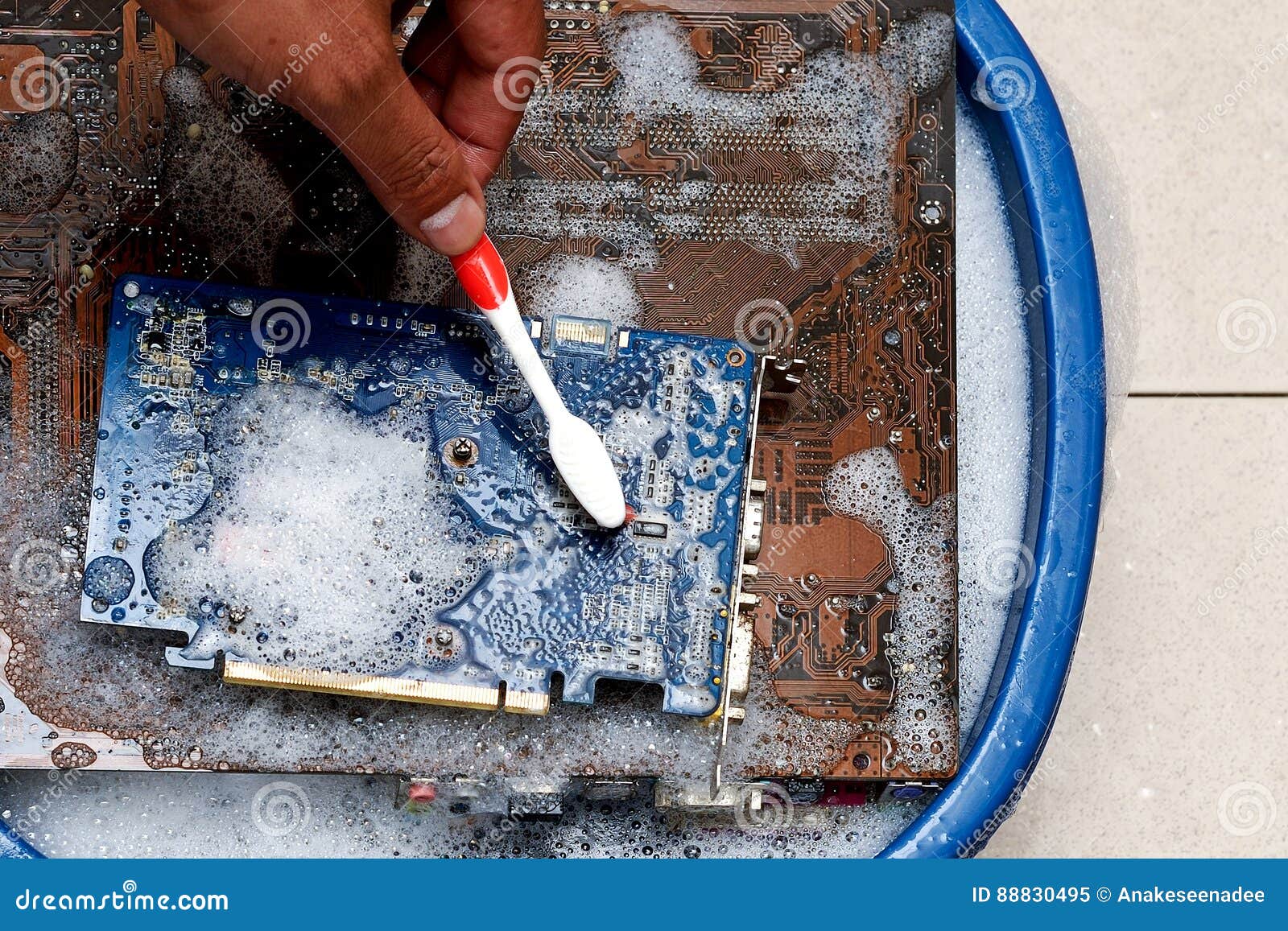 Cleaning Computer Mainboard Stock Image - Image of service, isolated ...