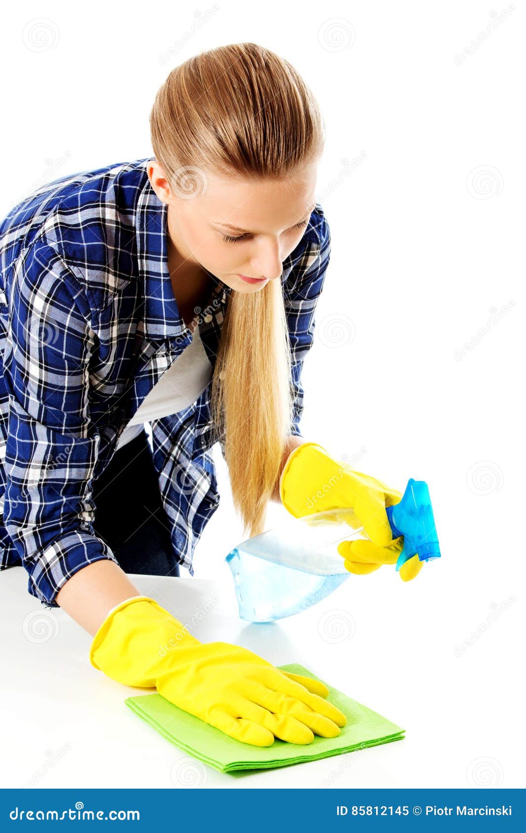Cleaning Concept. Young Woman Cleaninc. Stock Image - Image of hygiene ...