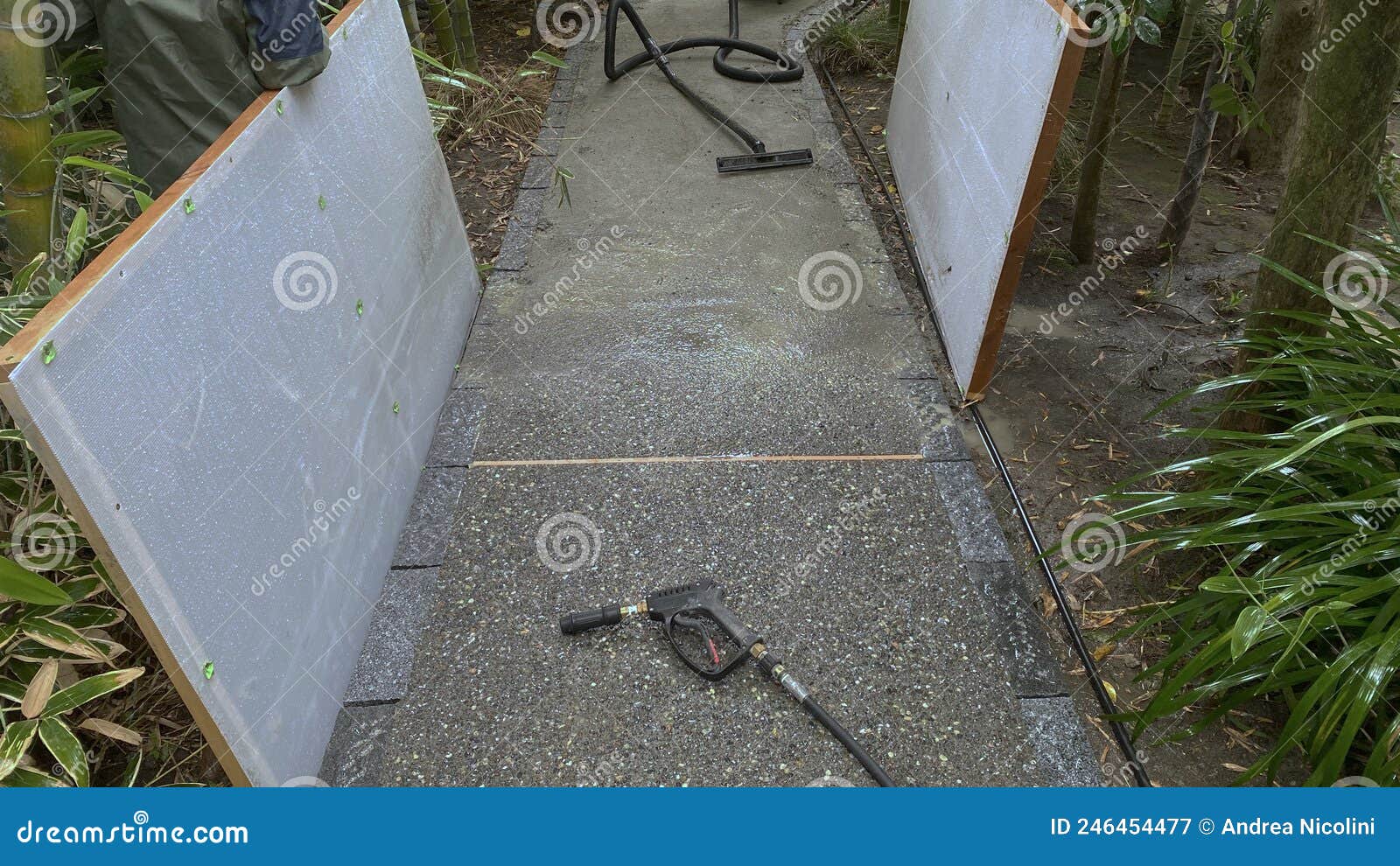 Before and after. Cleaning a Concrete Walkway in the Middle of a ...