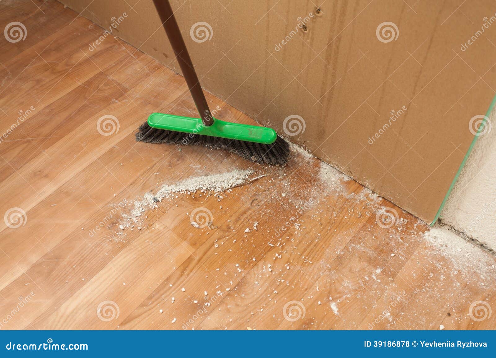 Cleaning Debris on Floor by Brush Stock Photo - Image of build ...