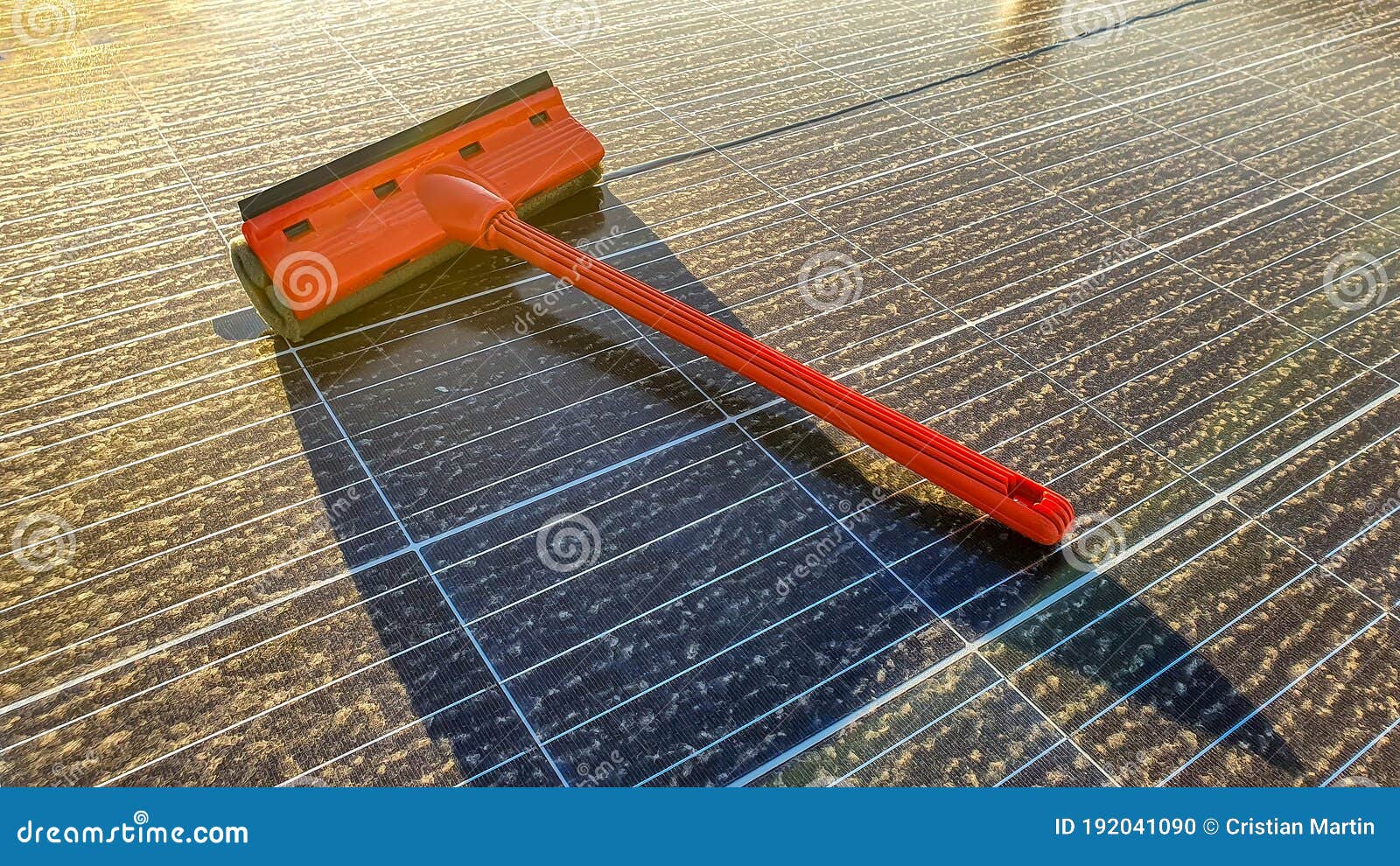 Cleaning Dirty Solar Panel at Sunset Stock Photo - Image of sunlight ...