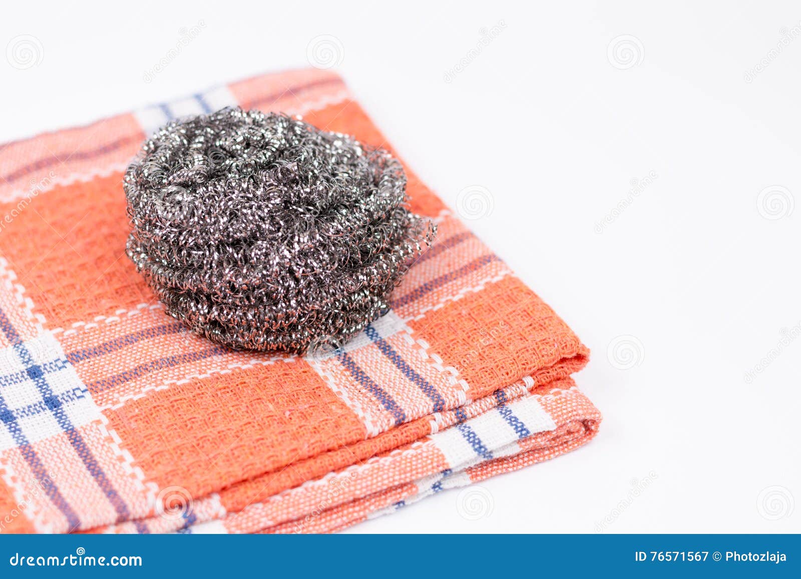 Cleaning Dish Wire on the Kitchen Dishtowel Stock Image - Image of ...