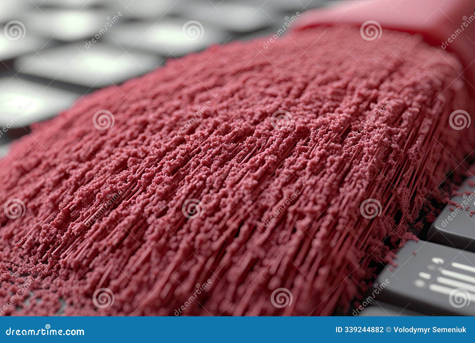 Cleaning Dust and Debris from a Computer Keyboard Using a Red Broom in ...