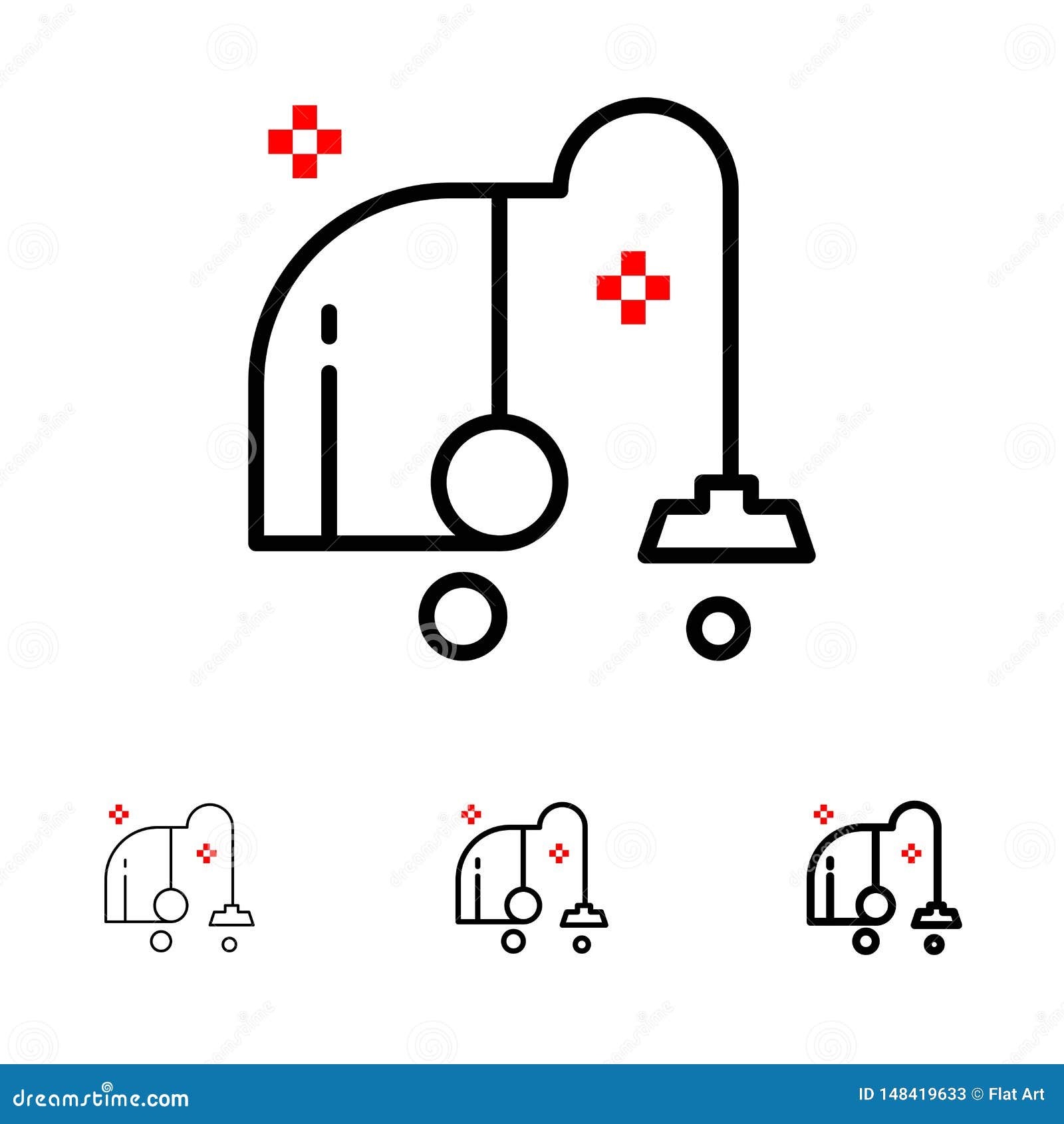 Cleaning, Electrical, Equipment, Vacuum Bold and Thin Black Line Icon ...