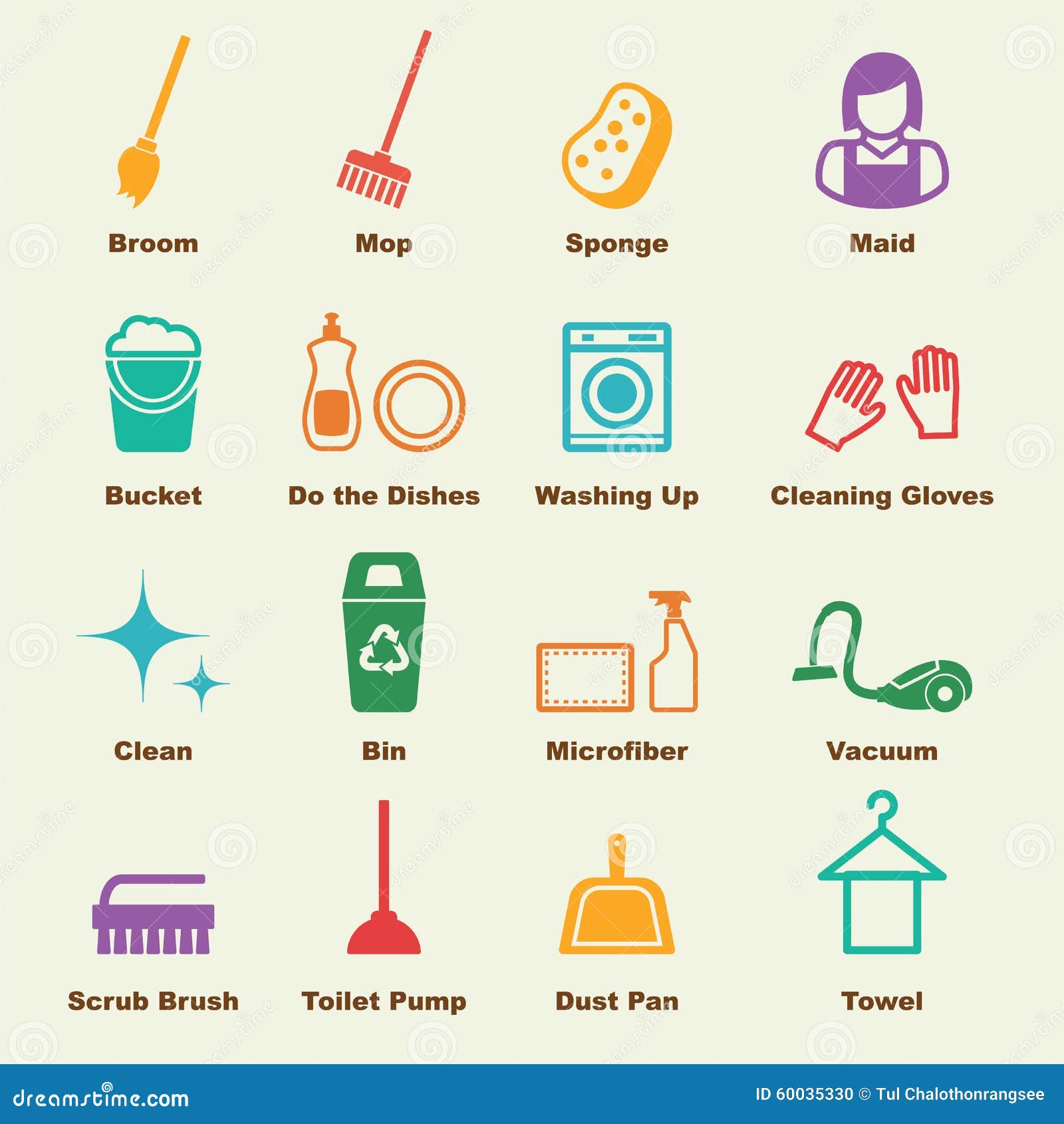 Cleaning elements stock vector. Illustration of bucket - 60035330