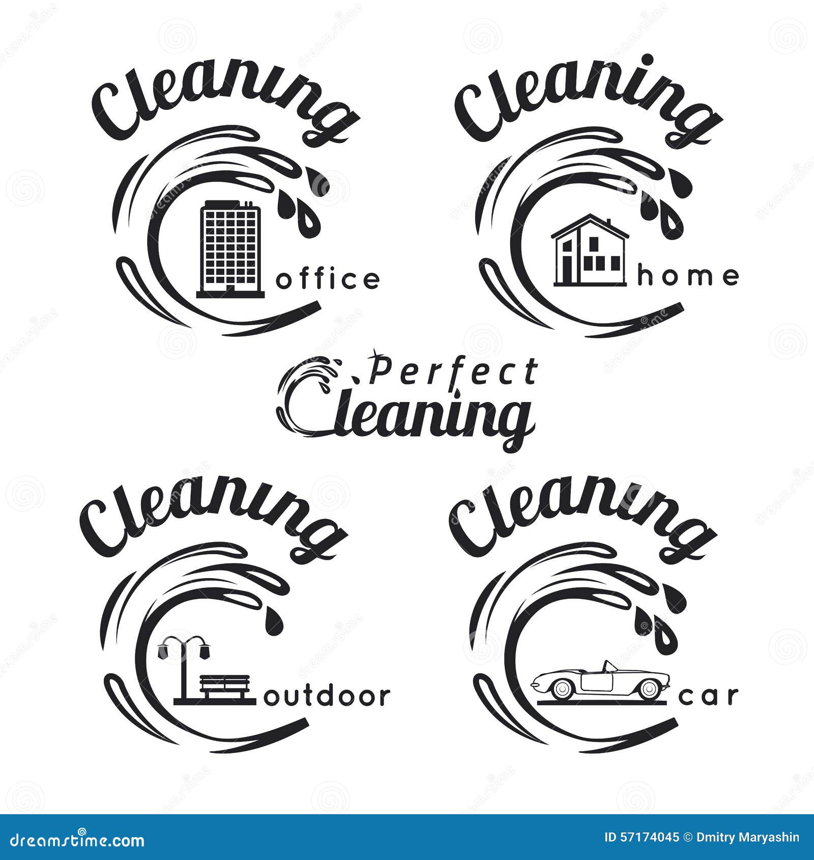Cleaning emblems stock vector. Illustration of monochrome - 57174045