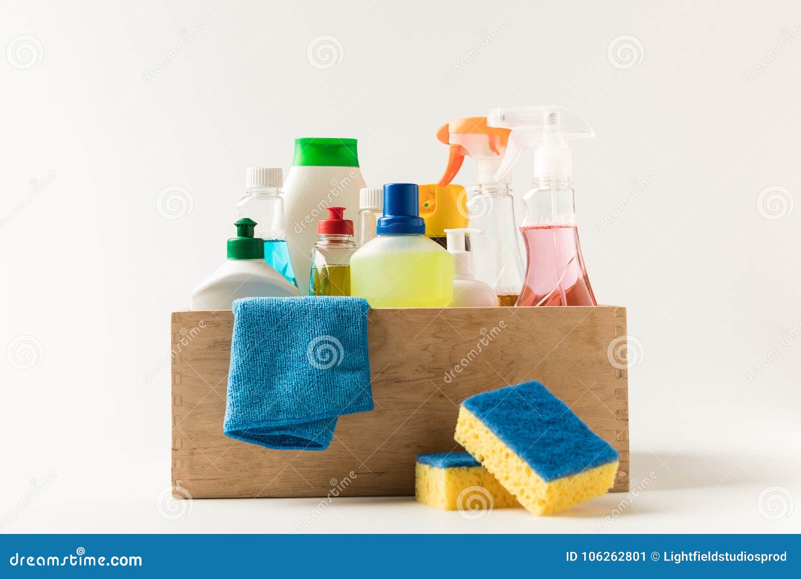 Cleaning equipment in box stock image. Image of cleanup - 106262801