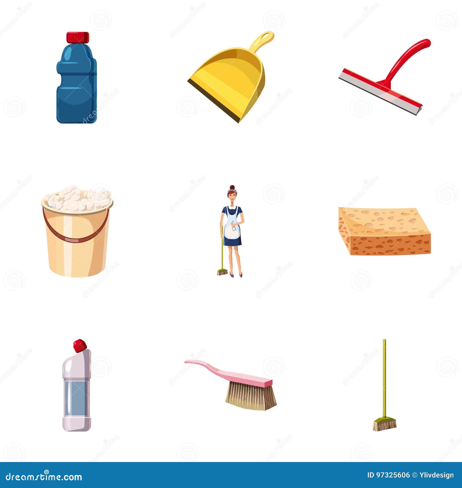 Cleaning Equipment Icons Set, Cartoon Style Stock Vector - Illustration ...