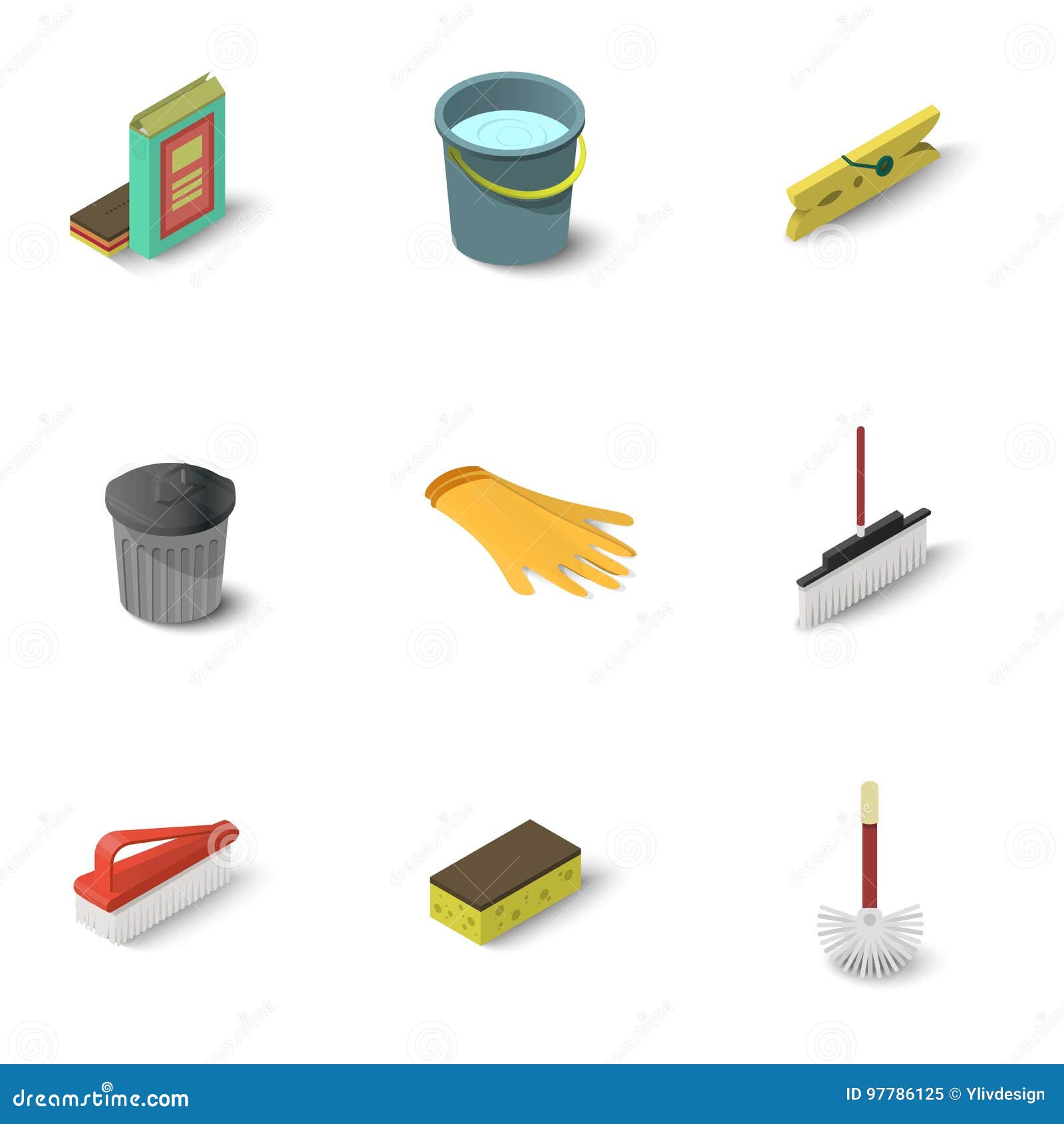 Cleaning Equipment Icons Set, Isometric Style Stock Vector ...