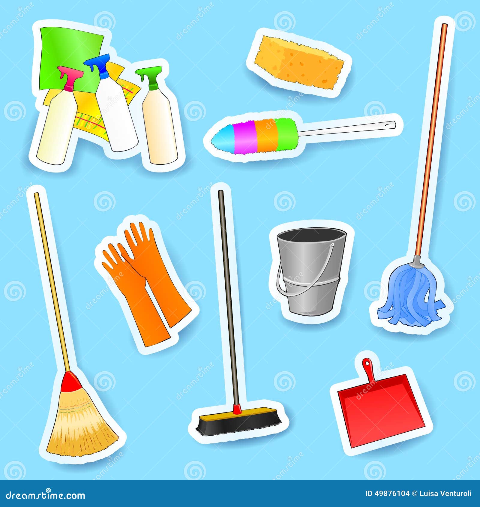 Cleaning Equipment, Set of Vector Icons Stock Vector - Illustration of ...