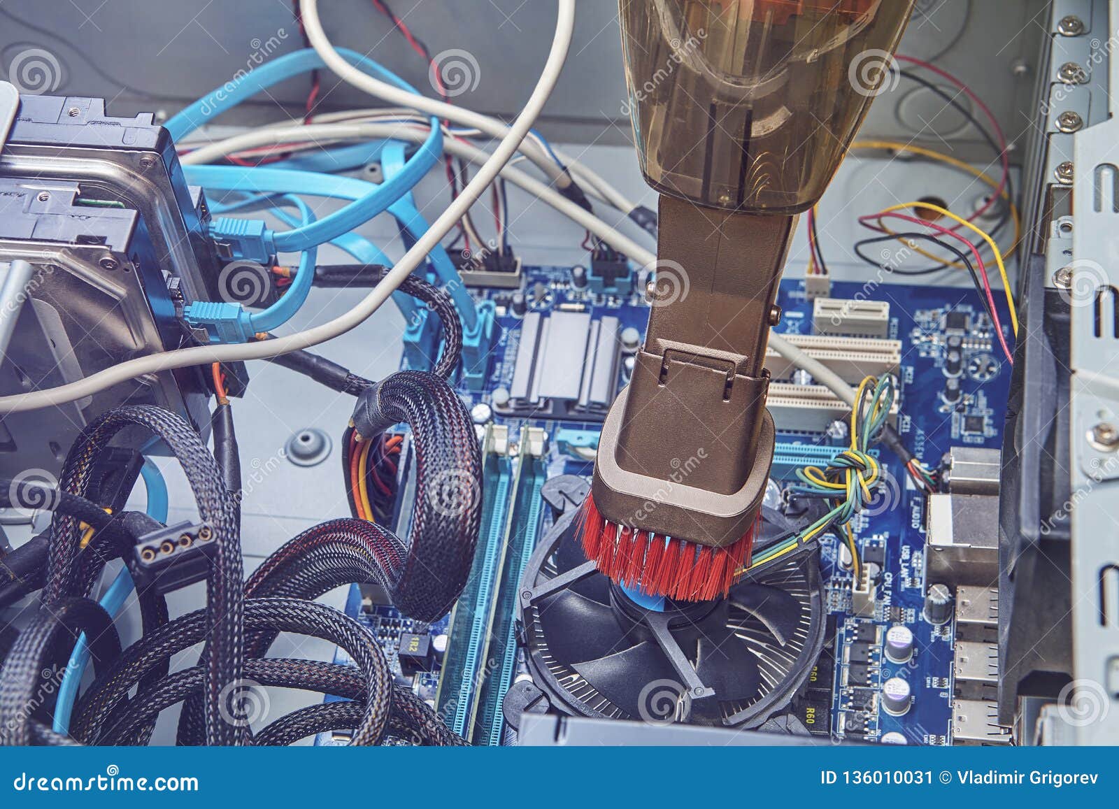 Cleaning Fan and Motherboard of Desktop Computer Stock Image - Image of ...