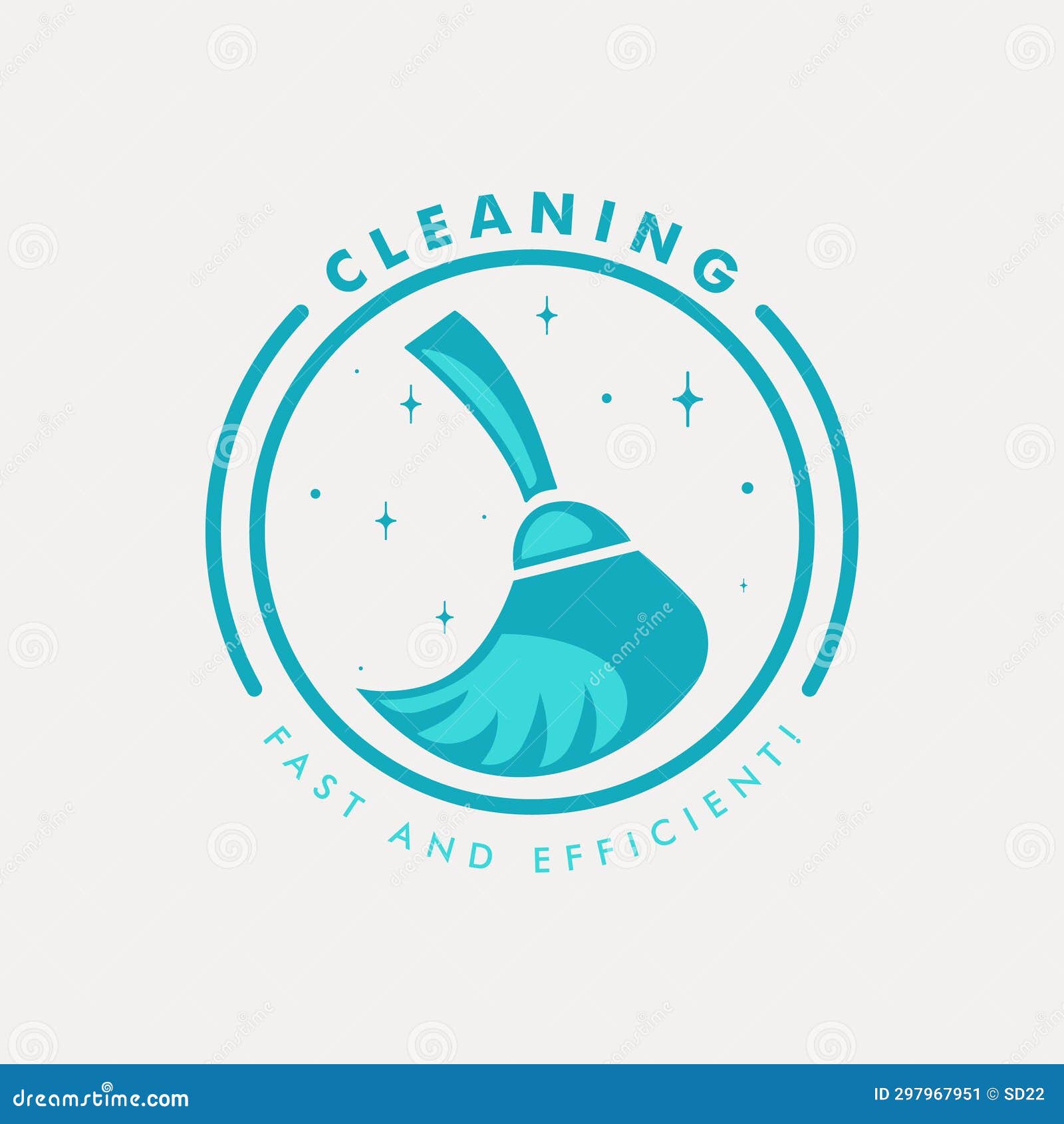 Cleaning Flat Color Logo Vector with Emblem Illustration Template ...