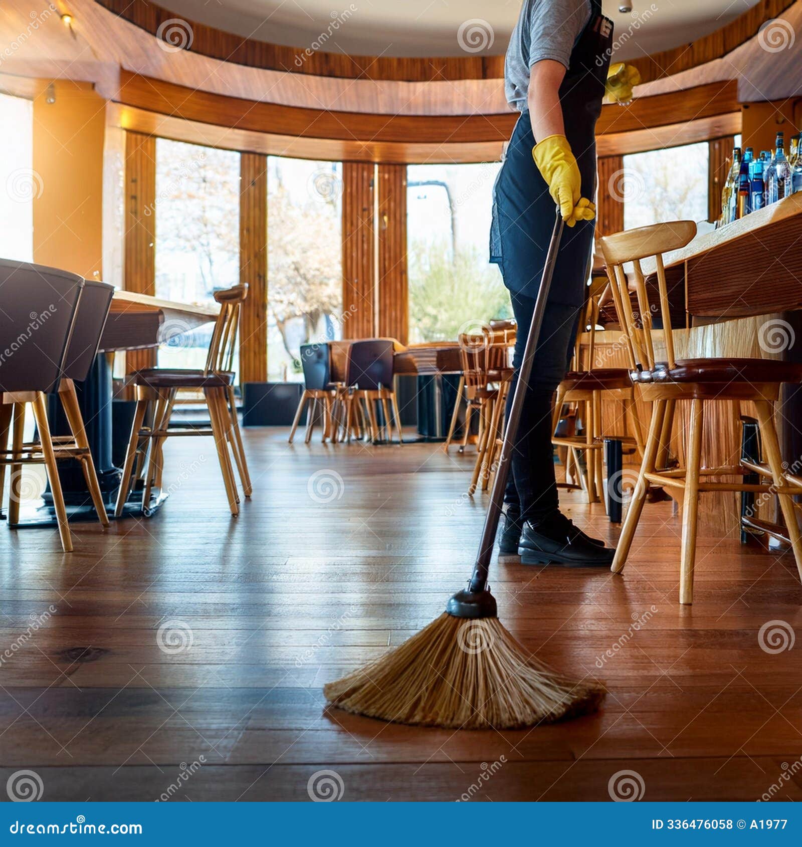 Cleaning the Floor in a Cafe, AI Generated Stock Illustration ...