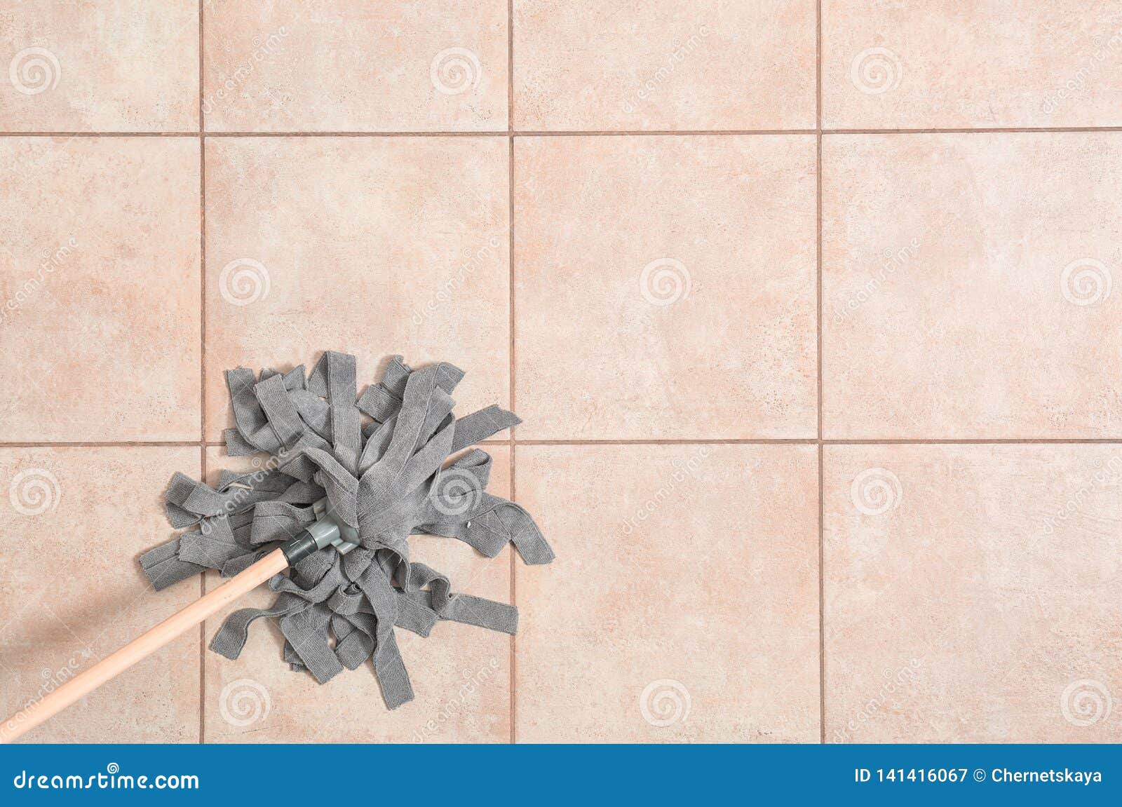 Cleaning of Floor with Mop, Top View. Stock Image - Image of ...