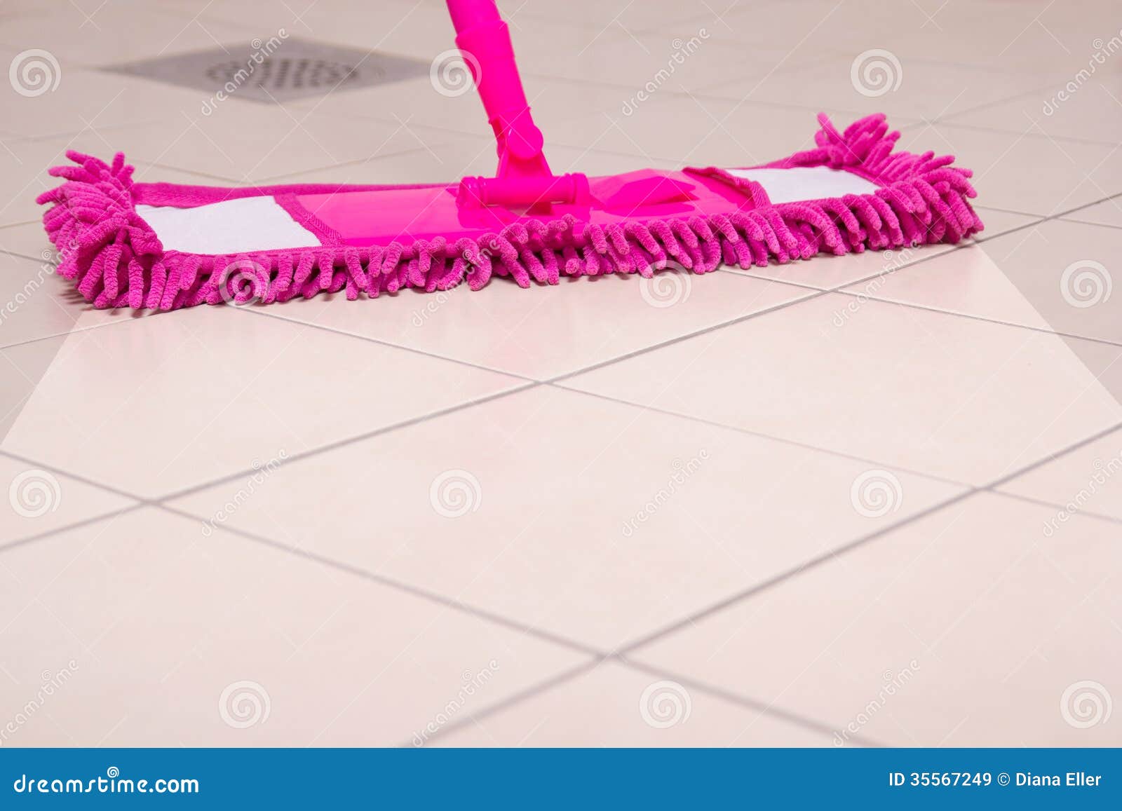 Cleaning the Floor with Pink Mop Stock Image - Image of indoor, cleaner ...
