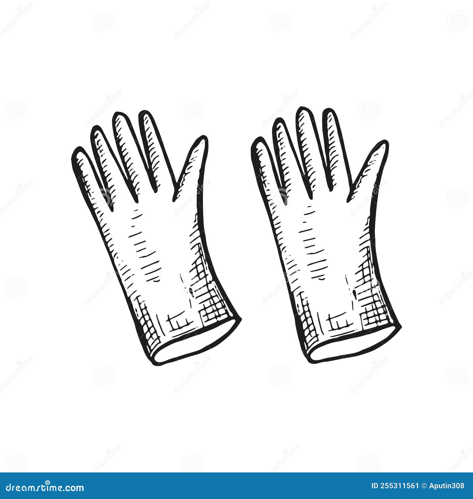 Cleaning Gloves Vector. Sketch Isolated Stock Vector - Illustration of ...